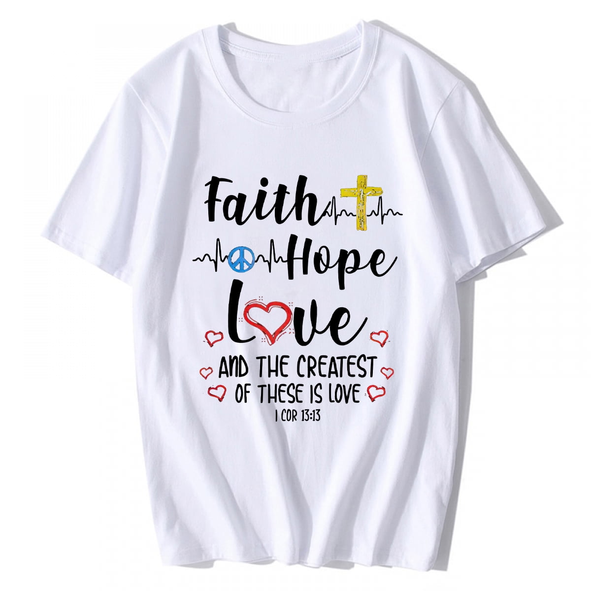 Women's T-Shirt Bible Verses Faith Hope Love Graphic Print Casual Short ...
