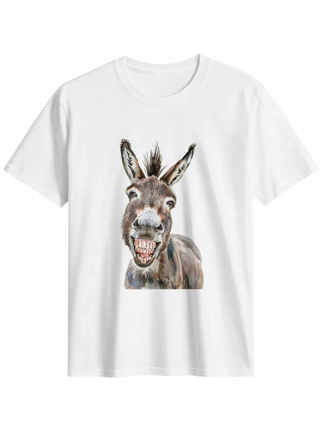 Women's T-Shirt Funny Animal Donkey Short Sleeve Casual Tee Classic ...