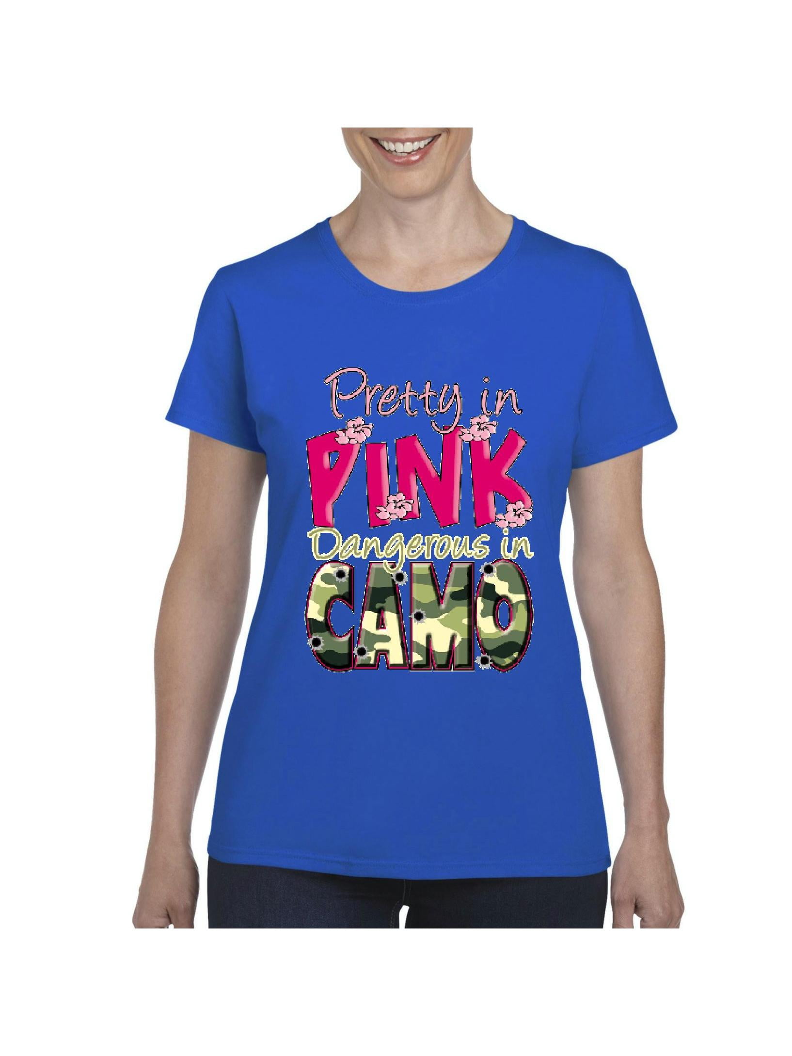 Women's T-Shirt Short Sleeve - Pretty in Pink Dangerous in Camo ...