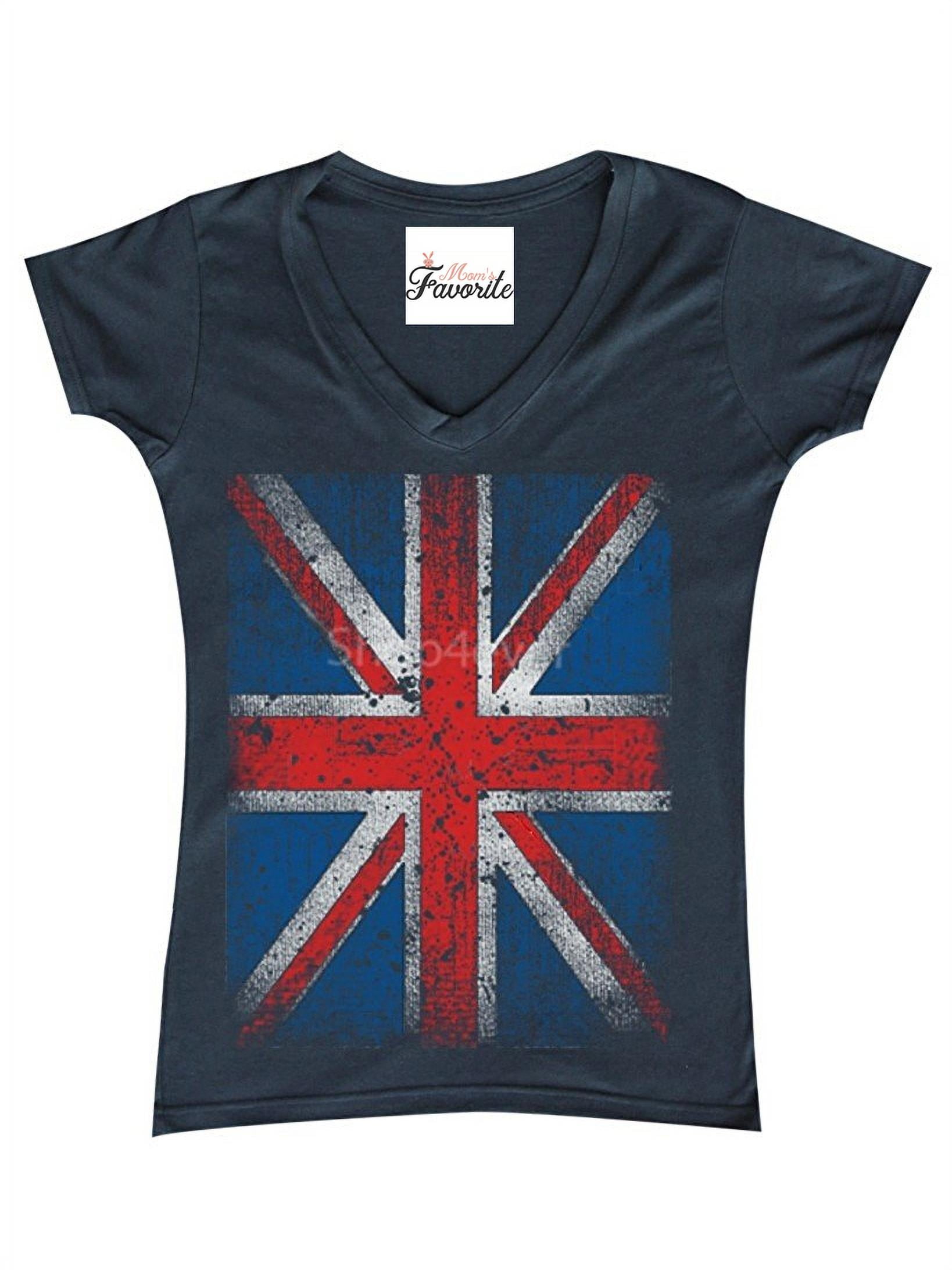Women's T-Shirt V-Neck Short Sleeve - Union Jack British Flag - Walmart.com