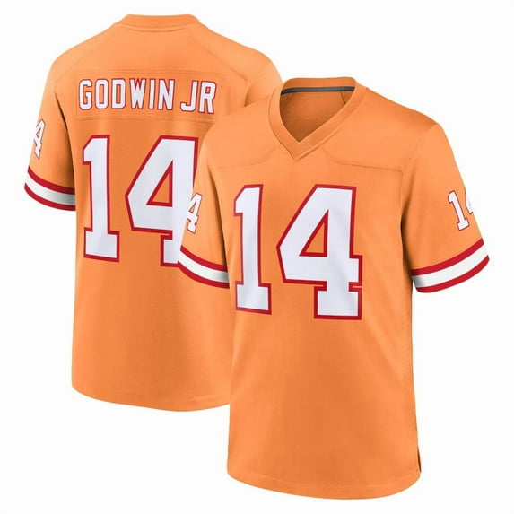 Women's Tampa Bay Godwin Jr 14 Orange Sports Player Game Stitched Name ...