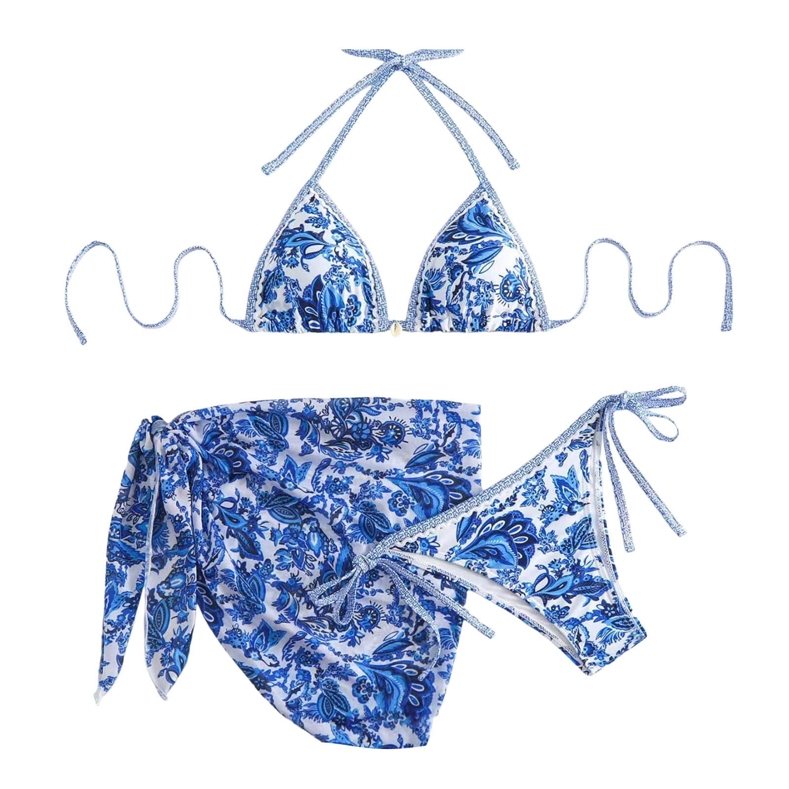 Women's Tankini Swimsuits Floral Print Neck Backless Bikini Pool Party ...