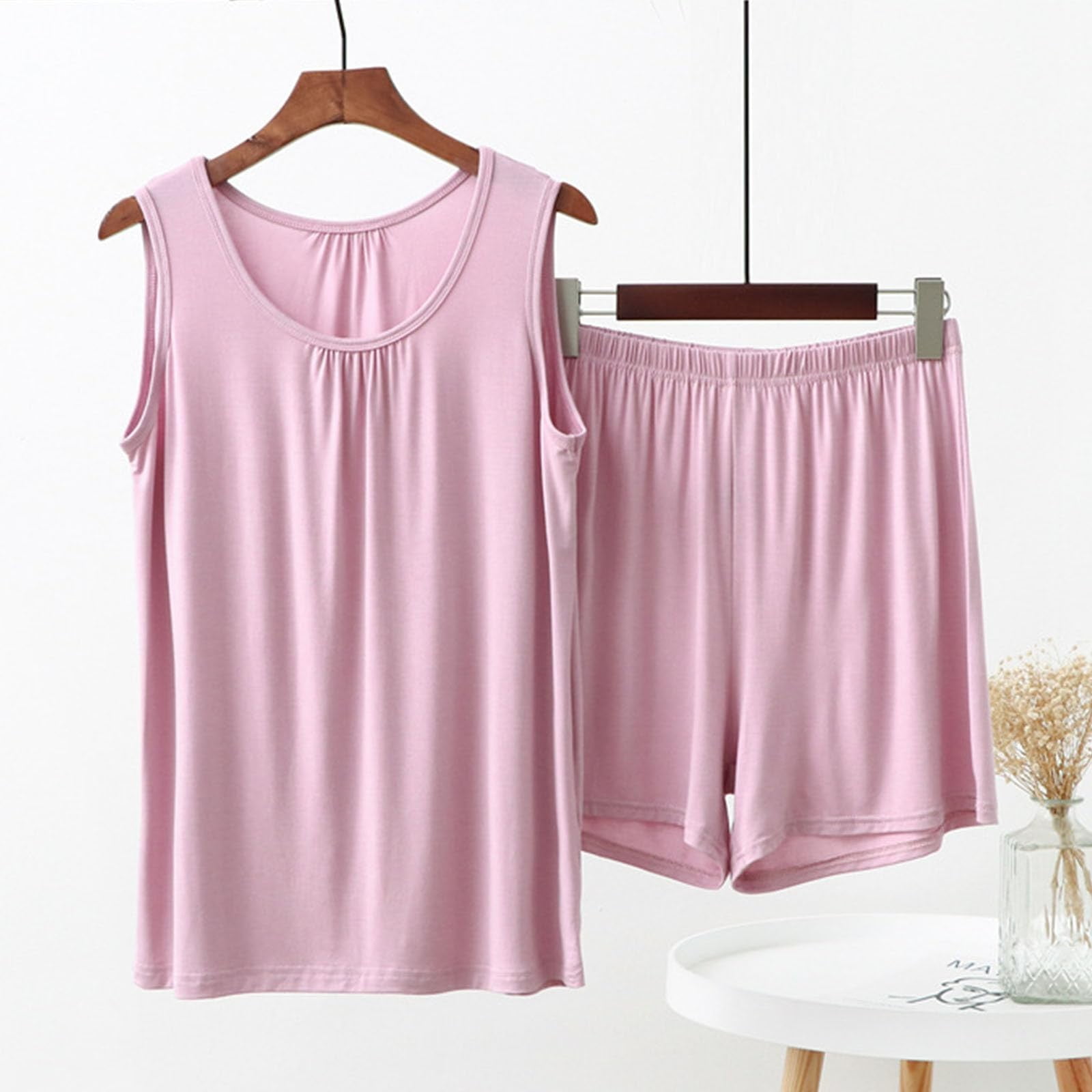 Women's Tanks Summer Cotton Pajama Set For Women Plus Size Soft Shorts ...
