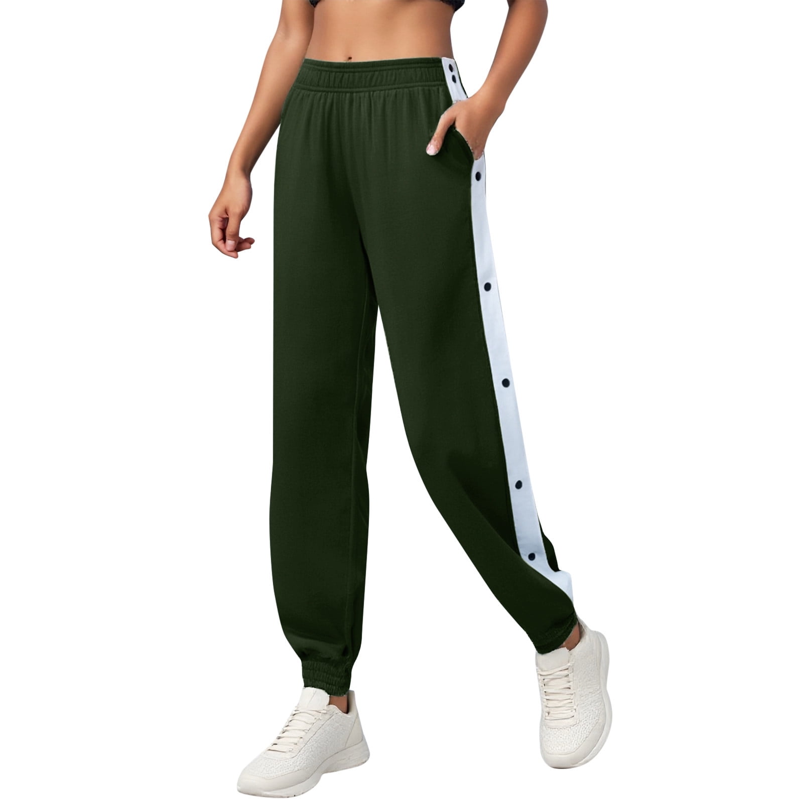 Women's Tear Away Pants Side Split Snap Open Bottom Sweatpants Leg ...