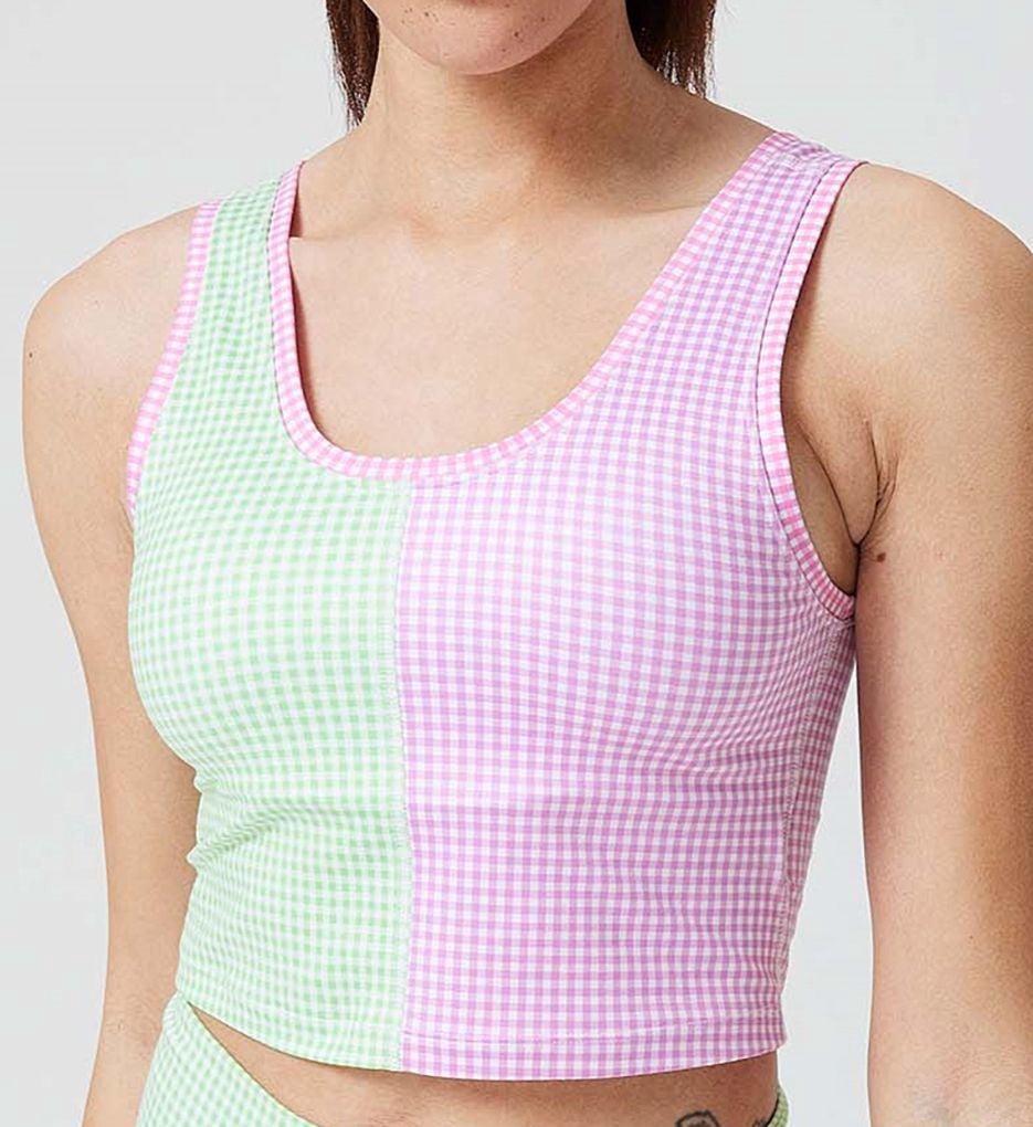 Women's Terez 2821 Retro Gingham TLC Crop Bralette w/ Shelf Bra (Pastel ...