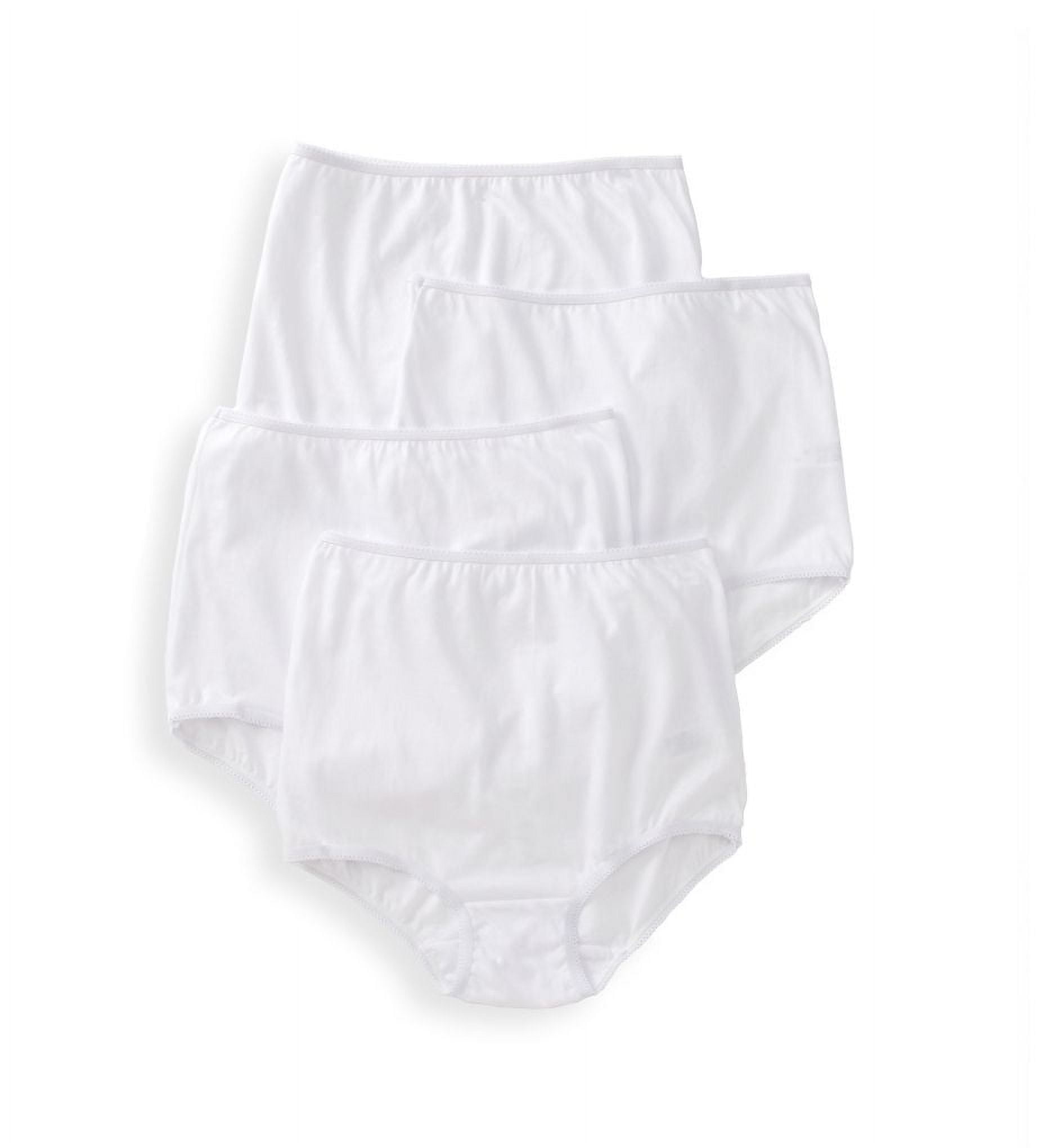 Women's Teri 122 Cotton Full Cut Brief Panties - 4 Pack (White 9 ...