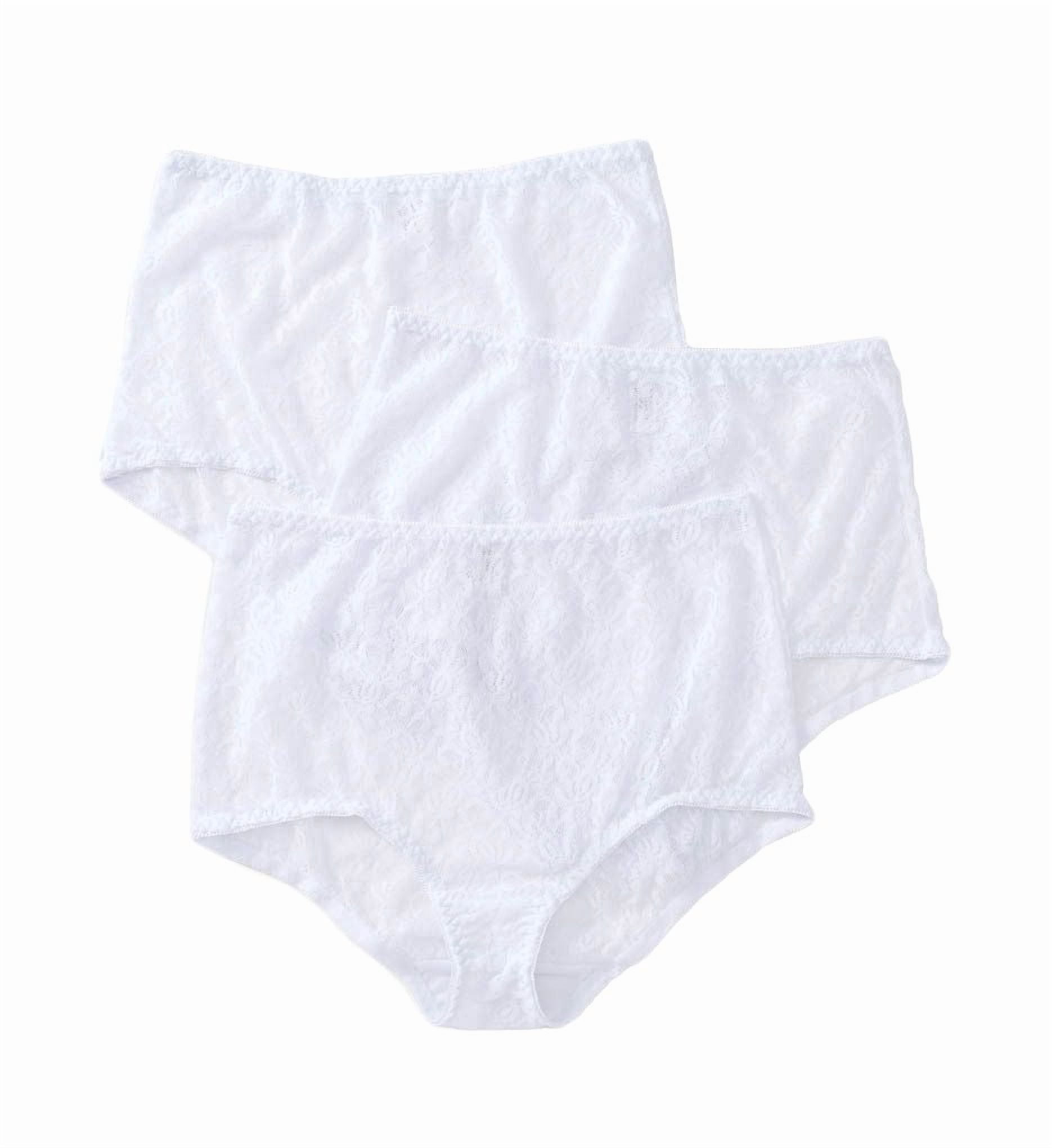 Women's Teri 308 Basic Lace Full Cut Brief Panties - 3 Pack (White 8-10 ...