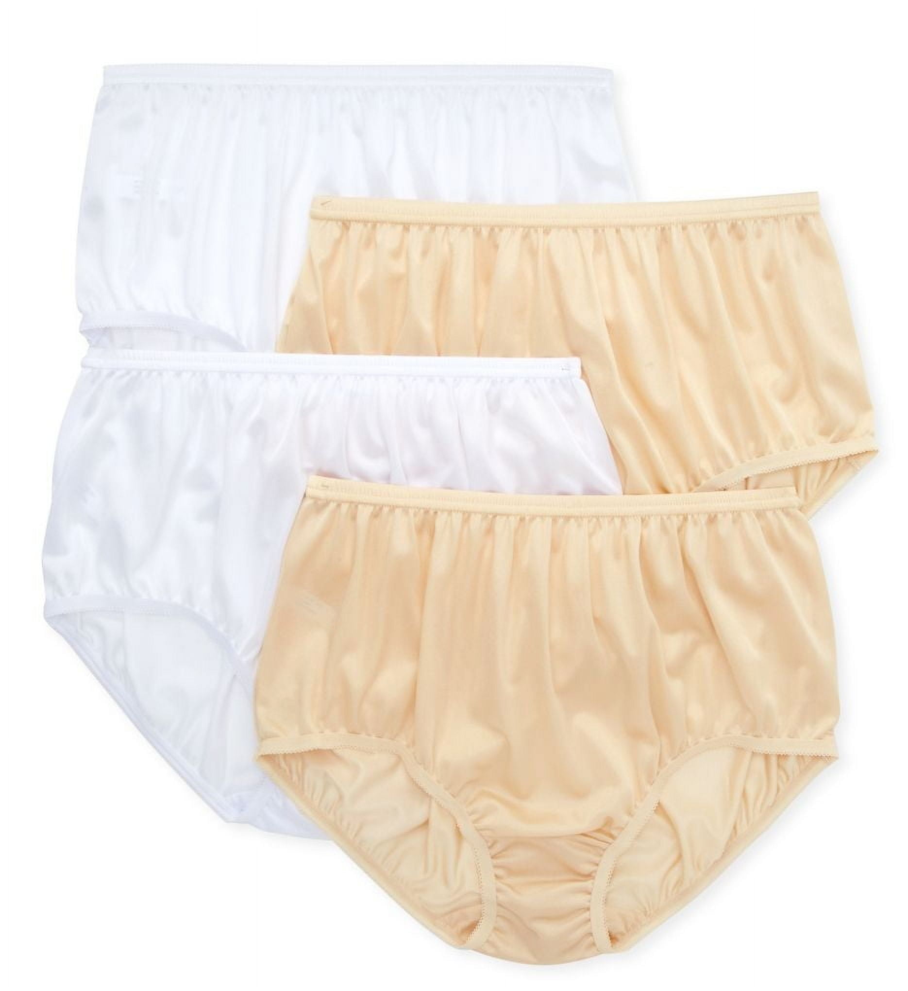 Nylon Brief Panty (Style 331/Plain Jane) 4 Pack in White/Beige Size 13 ...