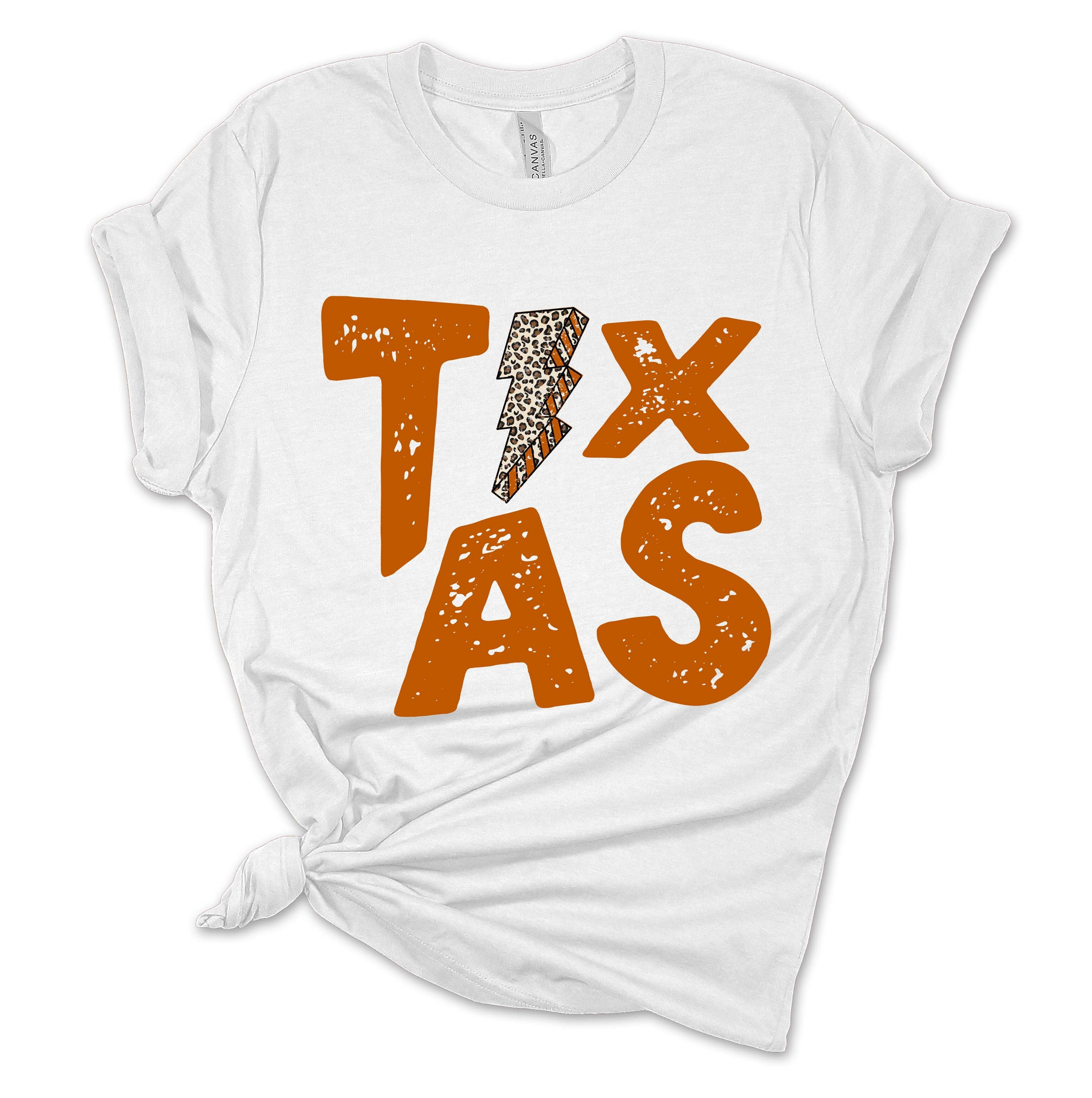 Women's Texas Tshirt Leopard Lightning Bolt Texas Burnt Orange State ...