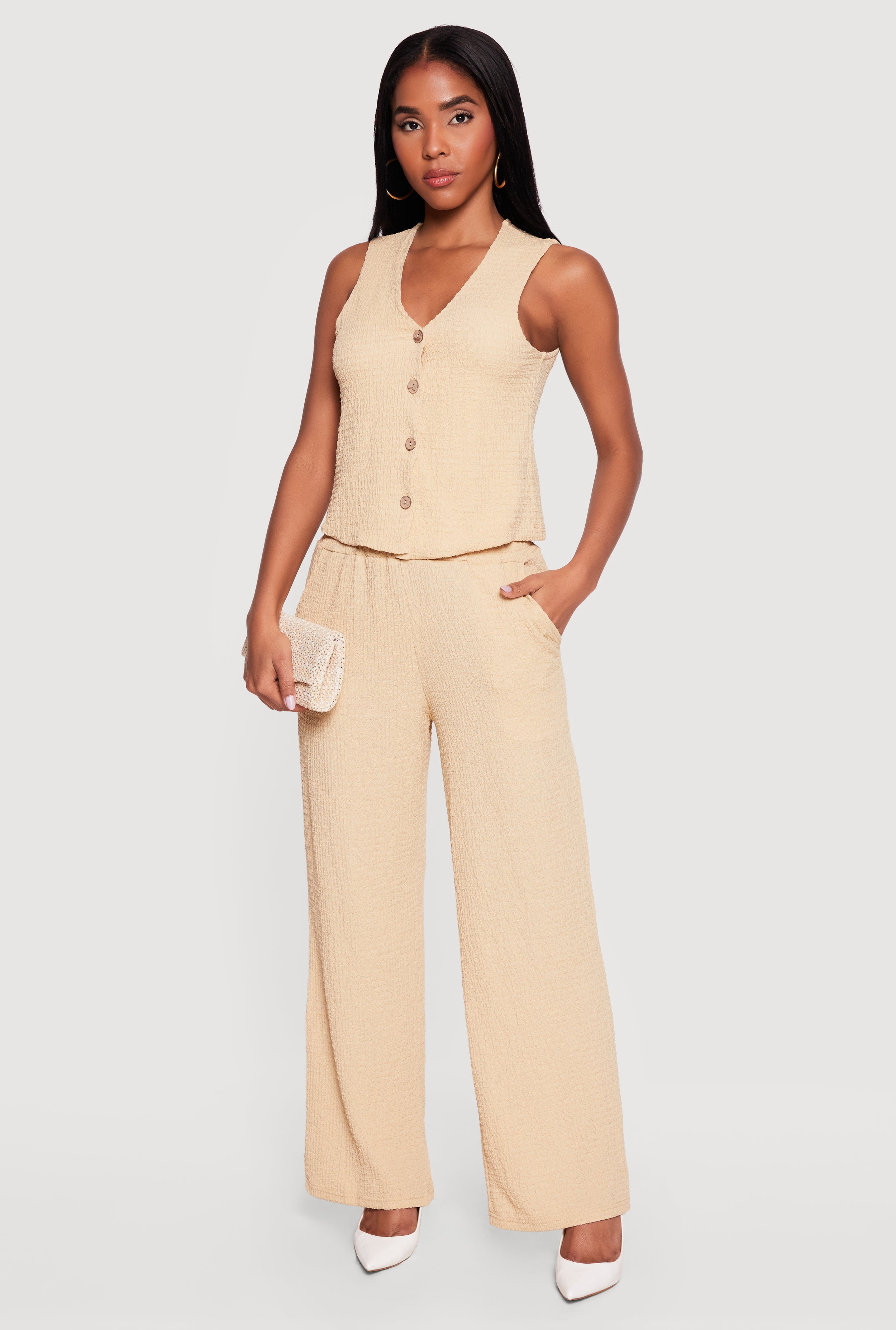Women's Textured Knit Wide Leg Pull On Pants - Walmart.com