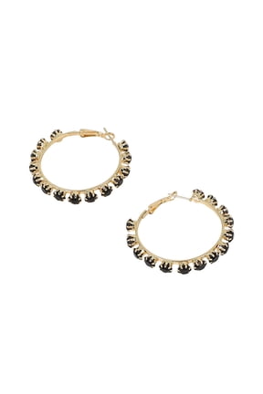 Black Onyx Hoop Earrings