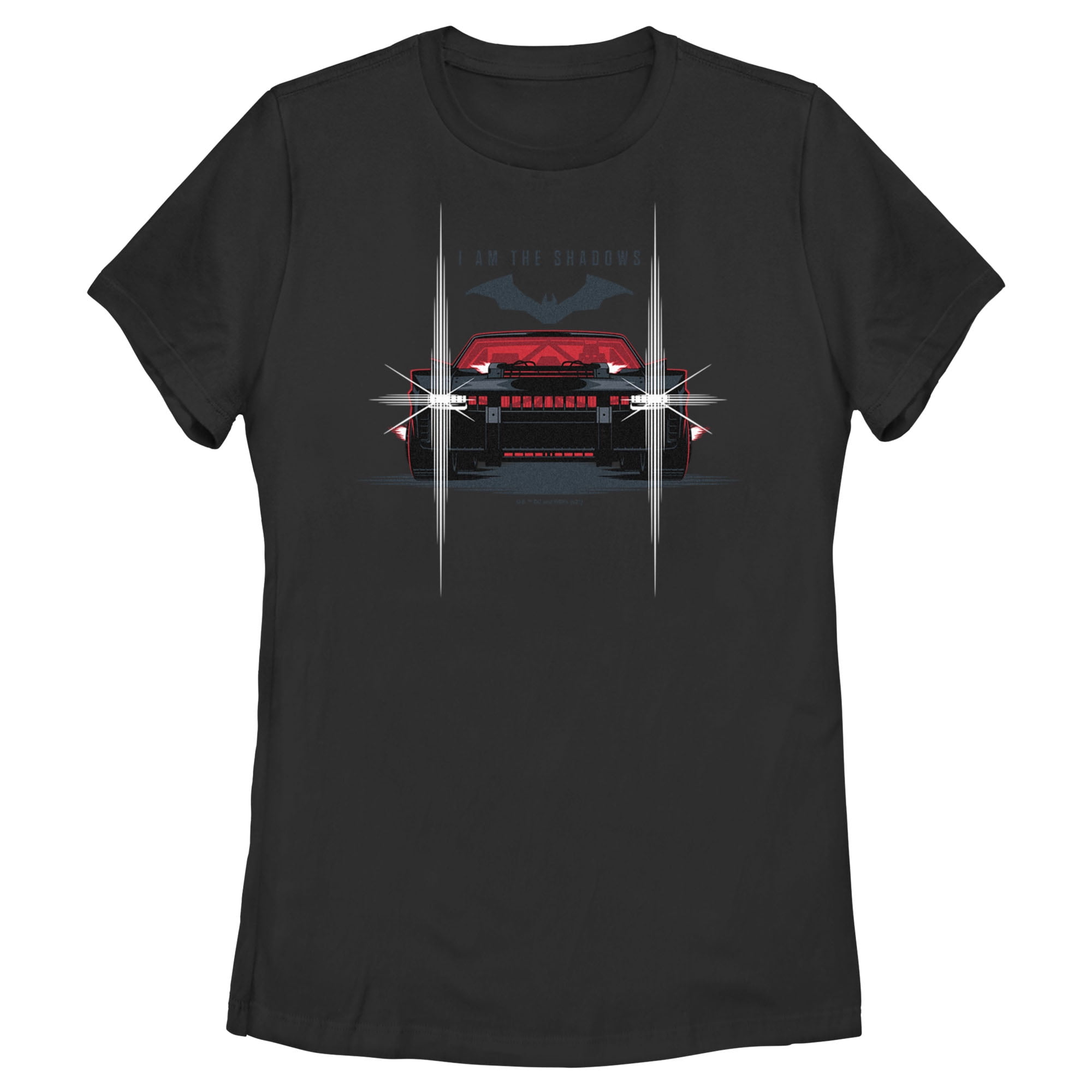 Women's The Batman Batmobile Headlights I Am The Shadows Graphic Tee ...