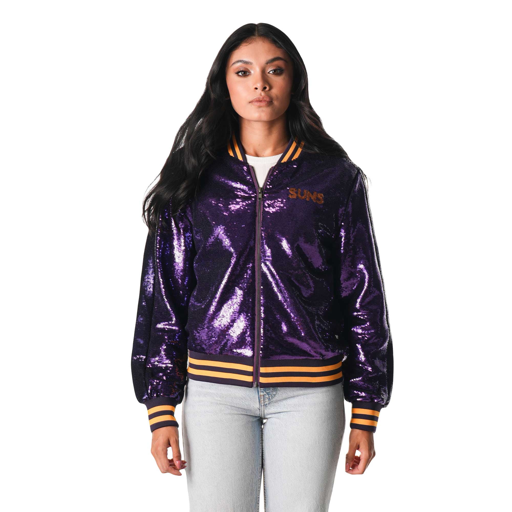 Women's The Wild Collective Purple Phoenix Suns Sequin Bomber Full-Zip ...