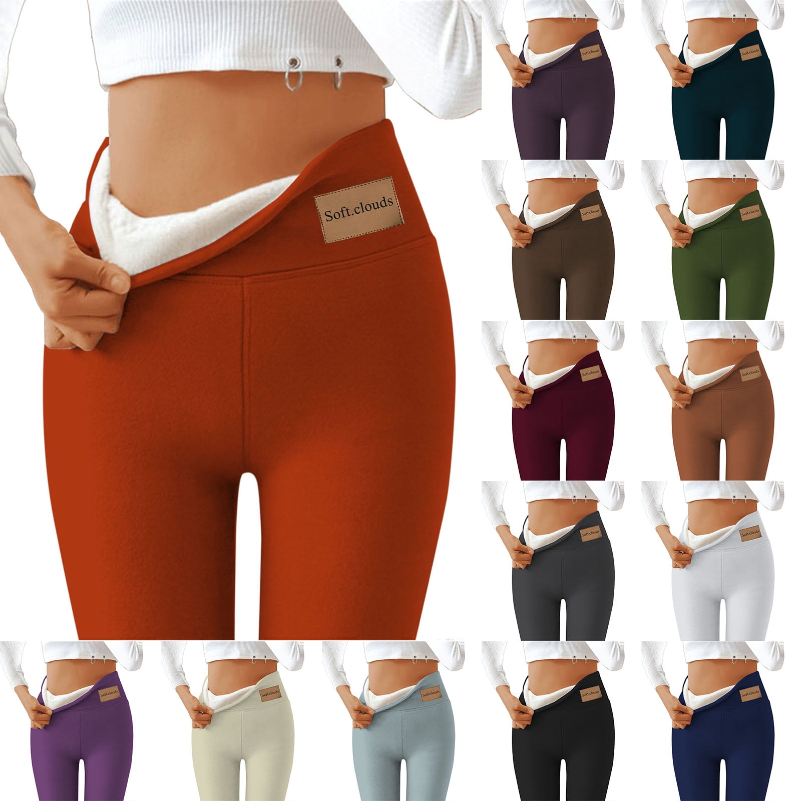 Women's Thermal Lined High Waist Leggings for Cold Weather Soft Warm ...