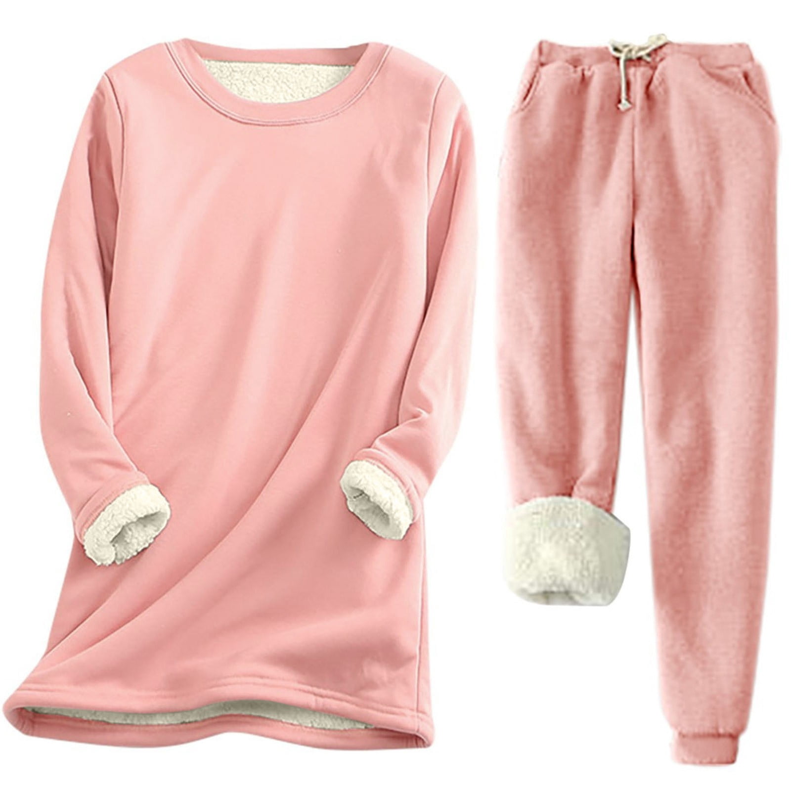 Women's Thermal Sweatsuits Pullover Sweatshirt Top and Pant Sets with ...