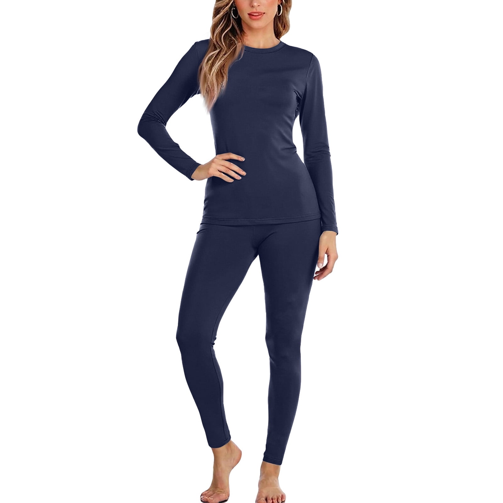 Women's Thermal Underwear Set, Thin Base Layer, Thermal Long-Sleeved ...