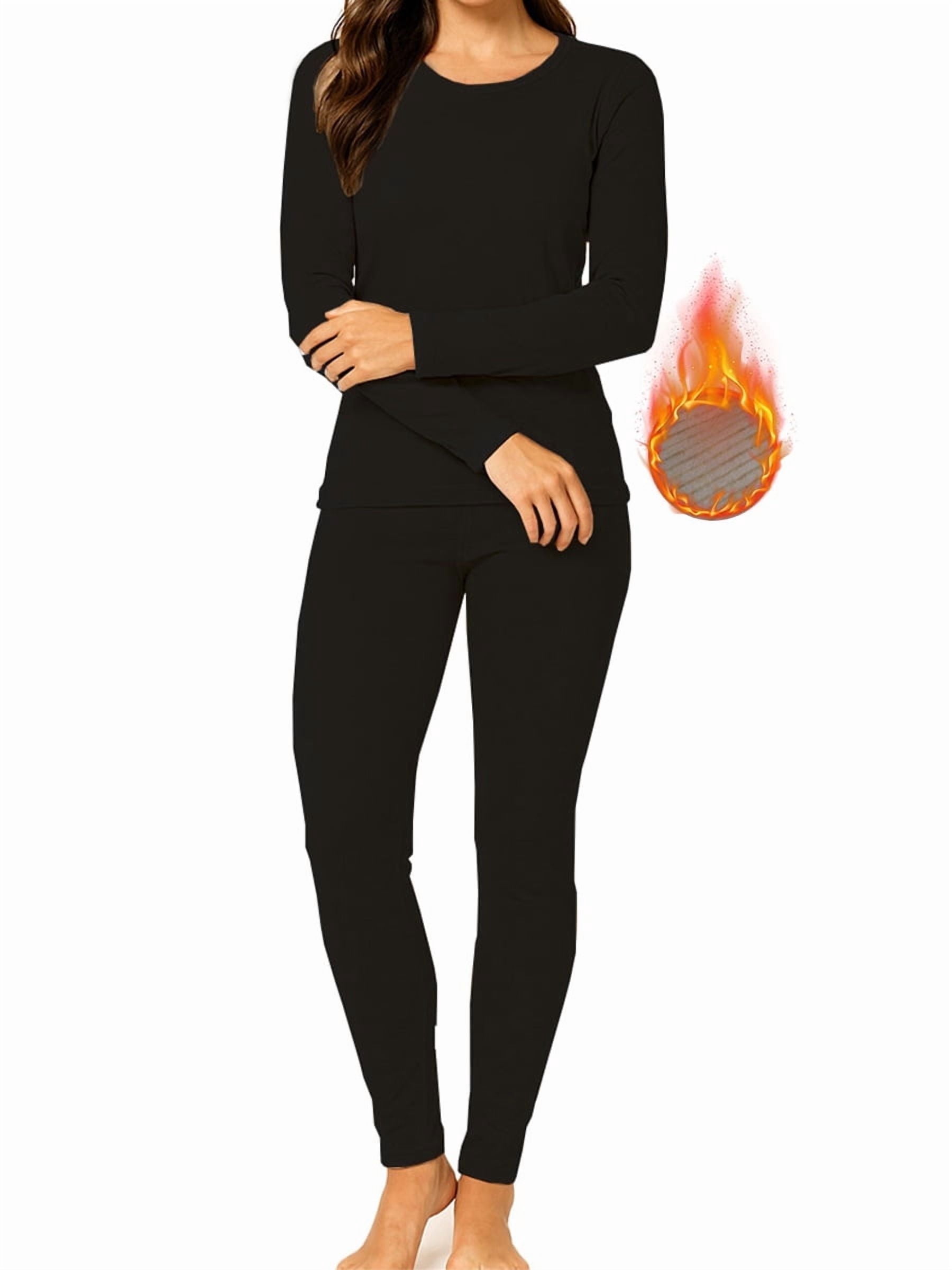 Women's Thermal Underwear set Long Johns with Fleece Lined Long Sleeve ...