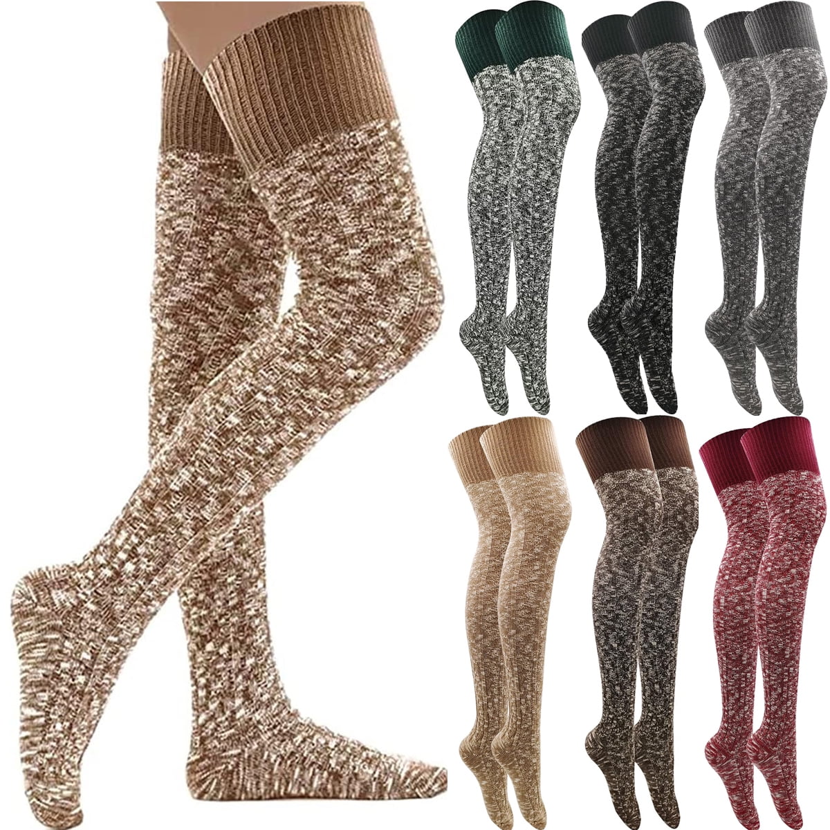 Women's Thigh High Knitted Winter Boot Socks Vintage Extra Long Leg ...