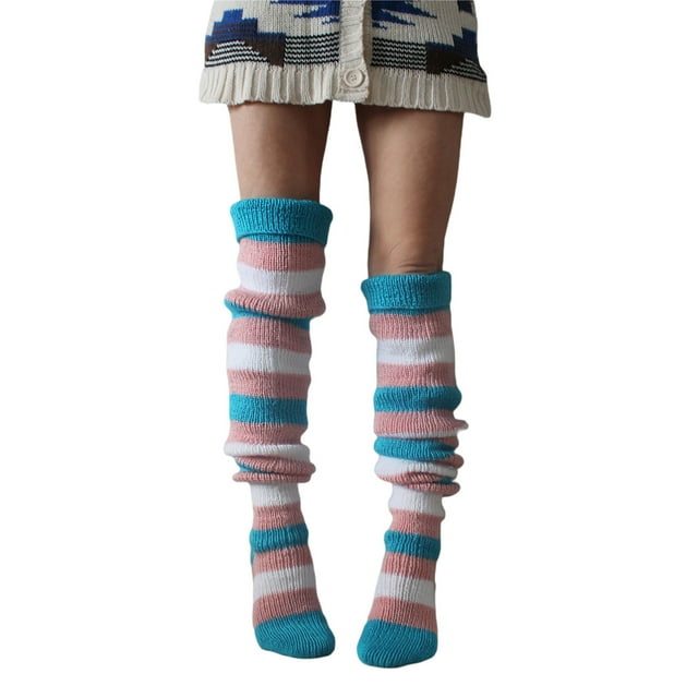 Womens Thigh High Socks Knitted Striped Over The Knee Socks Long Knee High Socks For Girls