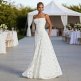 Women's Three-Dimensional Floral Jacquard Strap Evening Dress Square ...