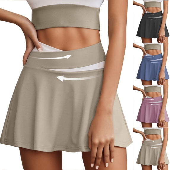 Women's Tight Fitting Quick-Dry Color Block Sports Short Skirt, Fake ...