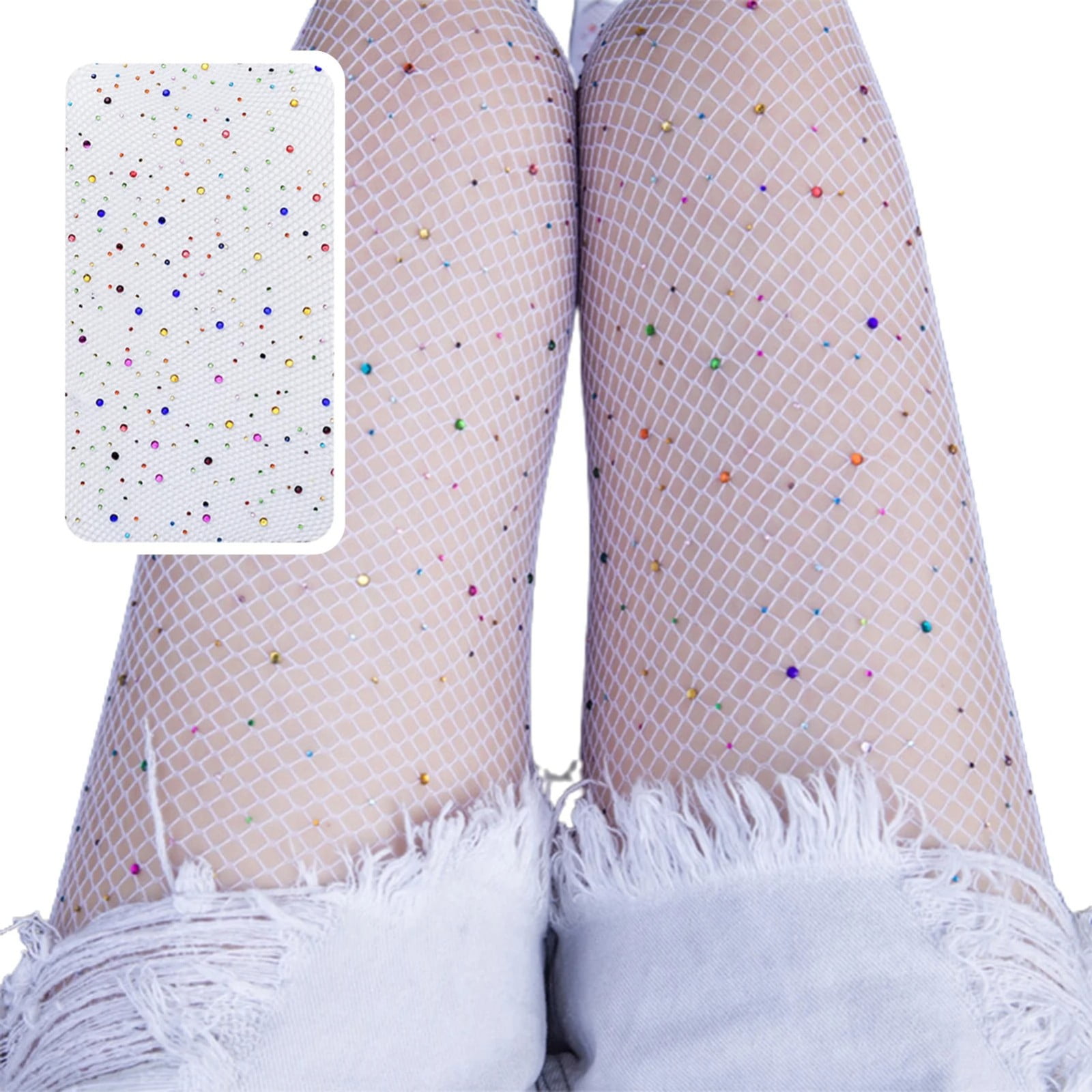 Women's Tights Pantyhose Long Mesh Socks With Rhinestones Thin Acrylic ...