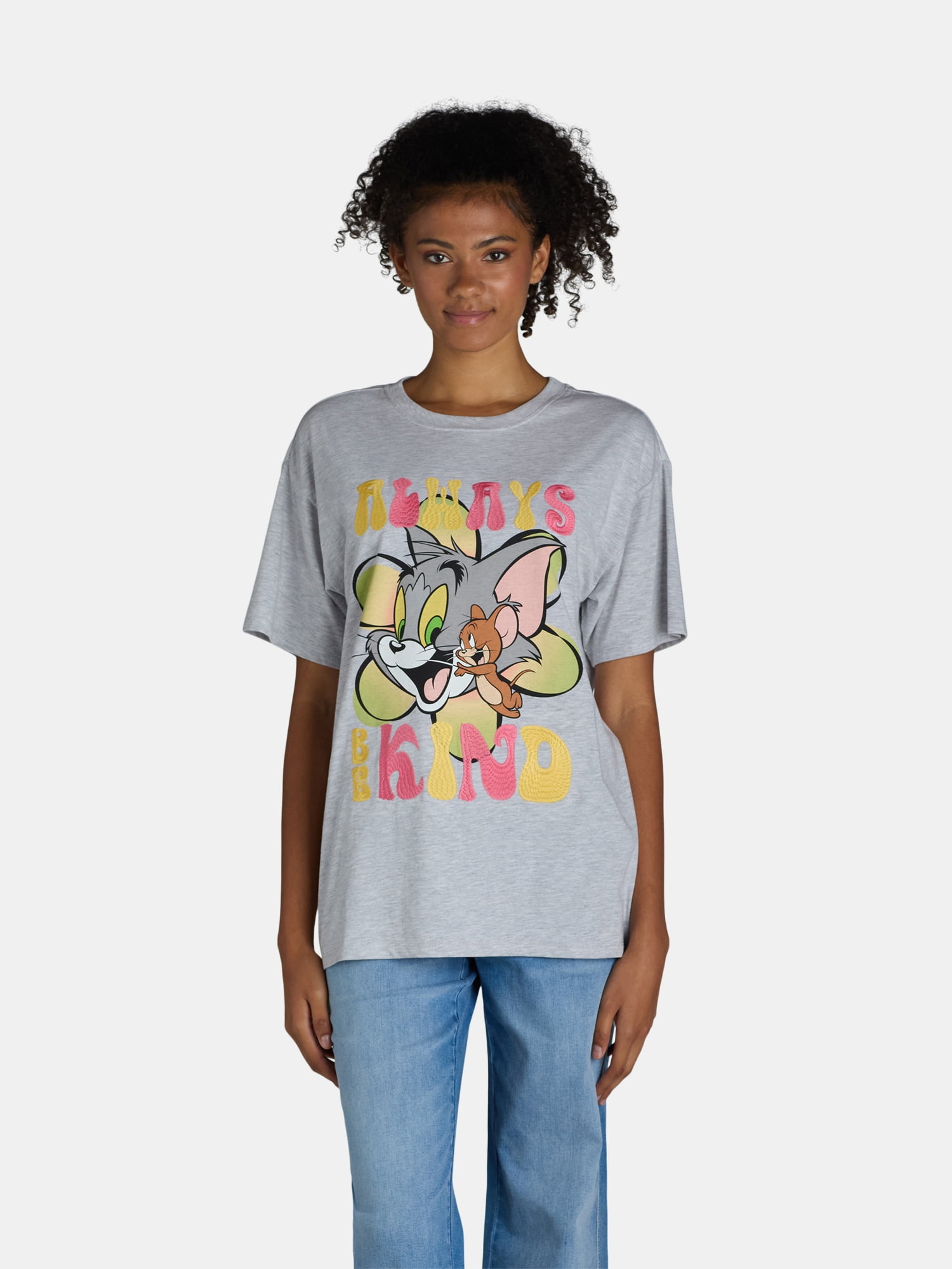 Tom and Jerry Women’s Front Back Graphic Tee with Short Sleeves, Sizes ...