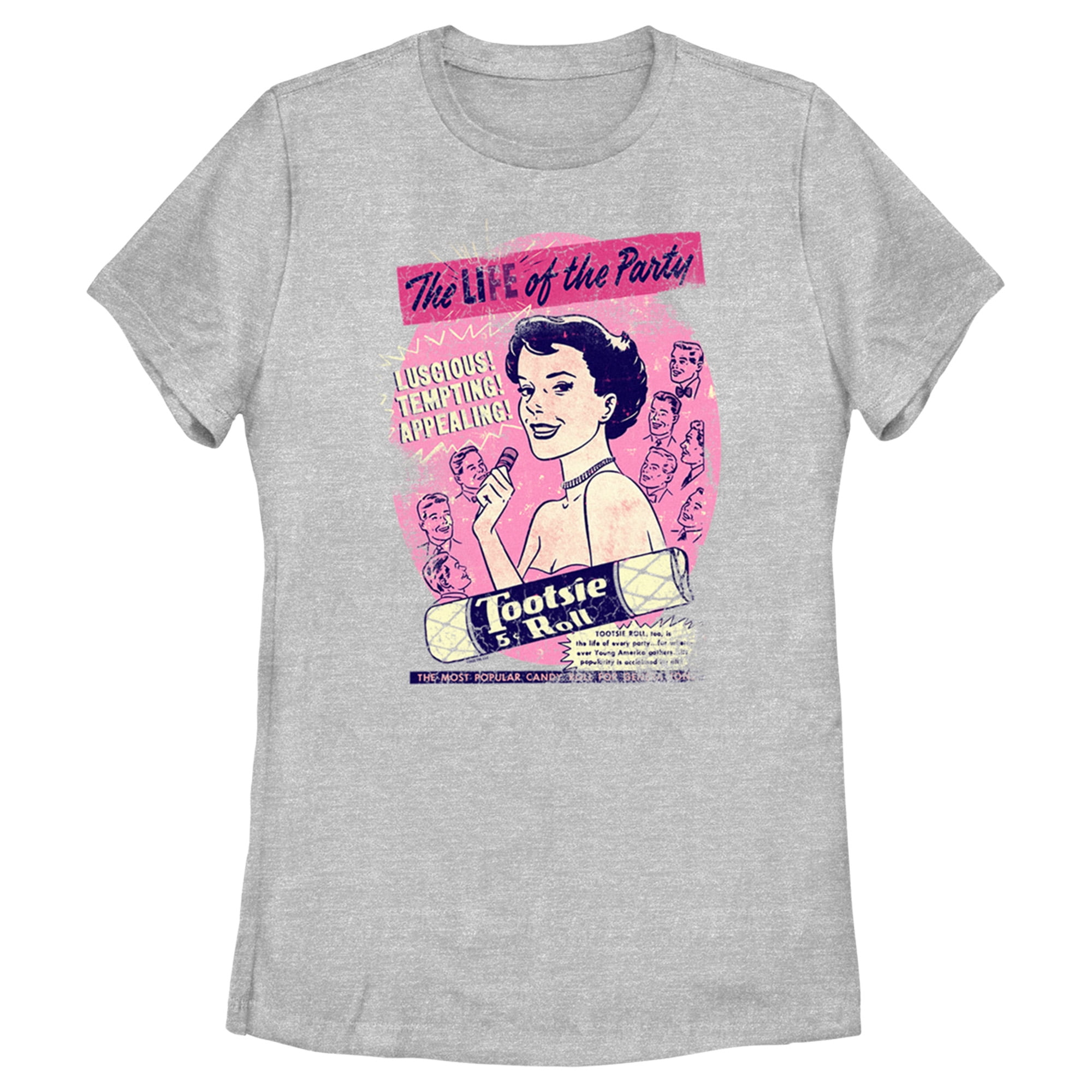 Women's Tootsie Roll Vintage Life of the Party Ad Graphic Tee Athletic Heather X Large - Walmart.com