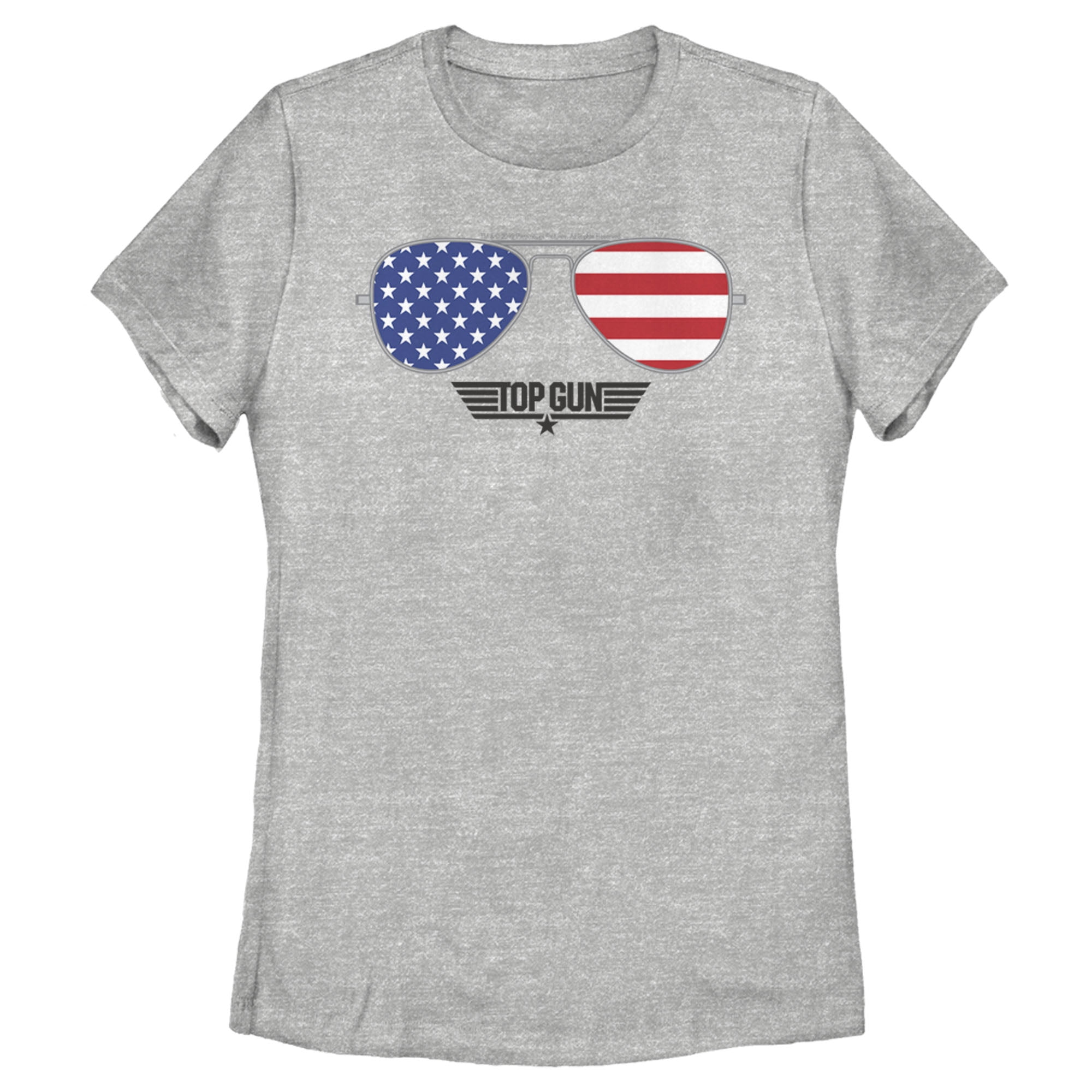 Women's Top Gun American Flag Aviator Sunglasses Logo Graphic T-Shirt ...