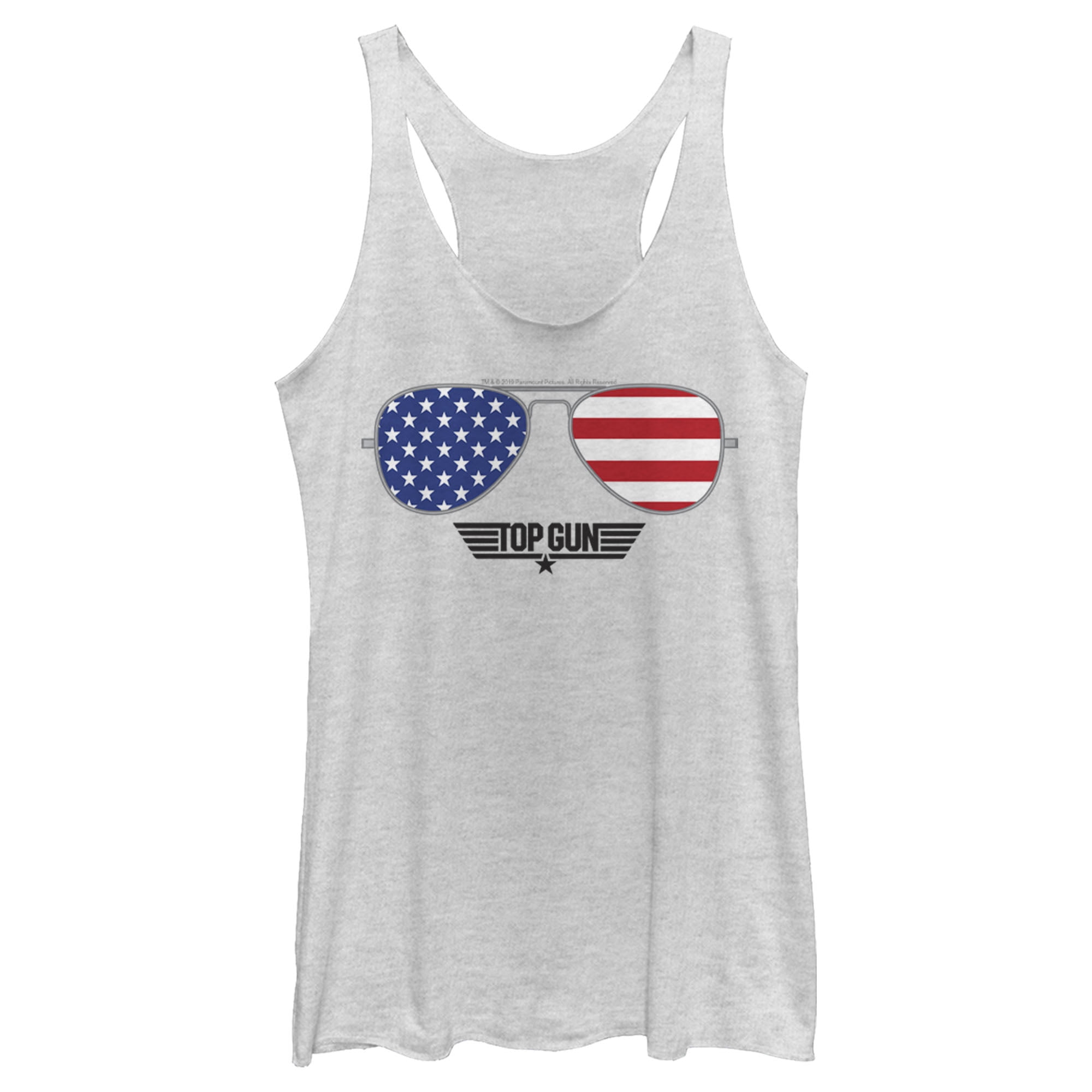 Women's Top Gun American Flag Aviator Sunglasses Logo Racerback Tank ...