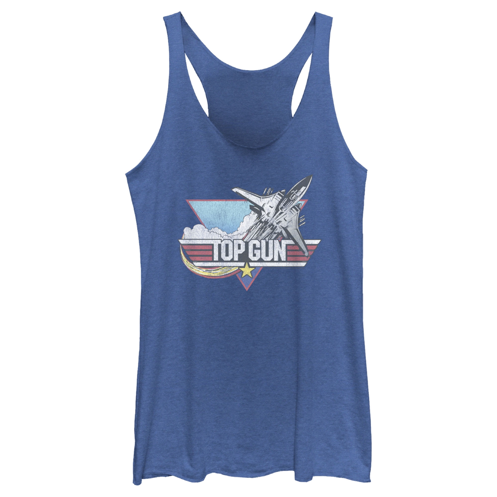 Women's Top Gun Distressed Fighter Jet Logo Racerback Tank Top ...