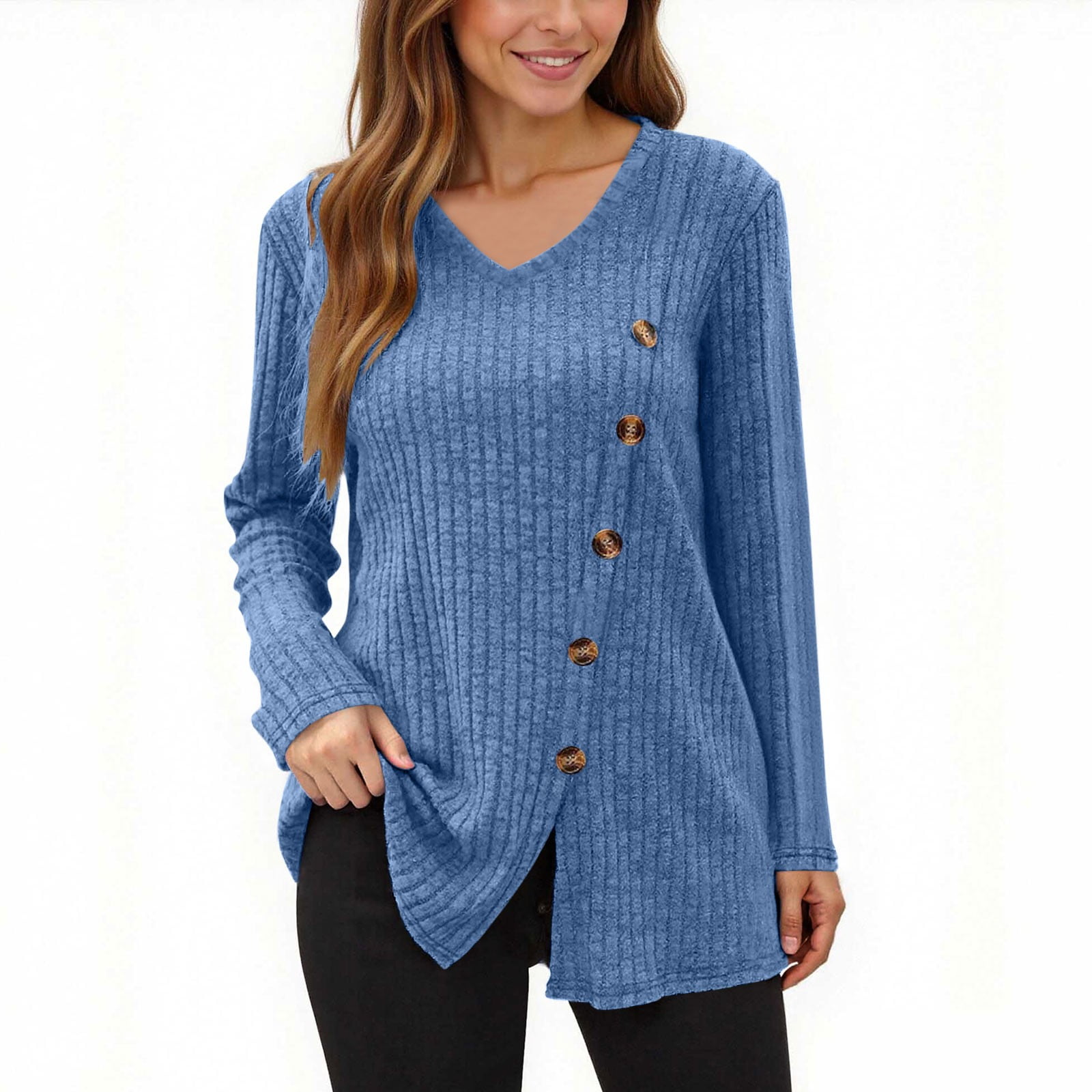 Plus Size 2X Women's Tunic Sweaters Long Sleeve Loose Fit Knit Tops ...