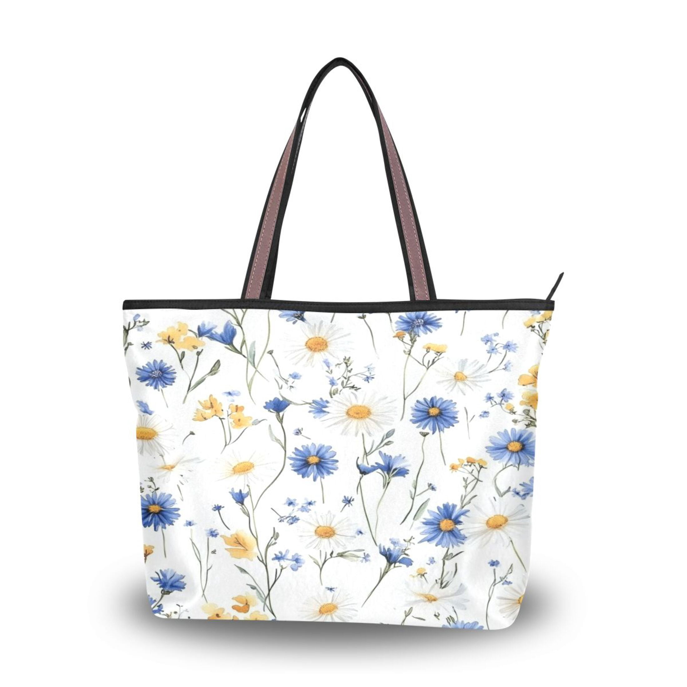 Women's Tote Handbag Cloth Handbag Large Tote Bag Shopping Bag Blue and ...