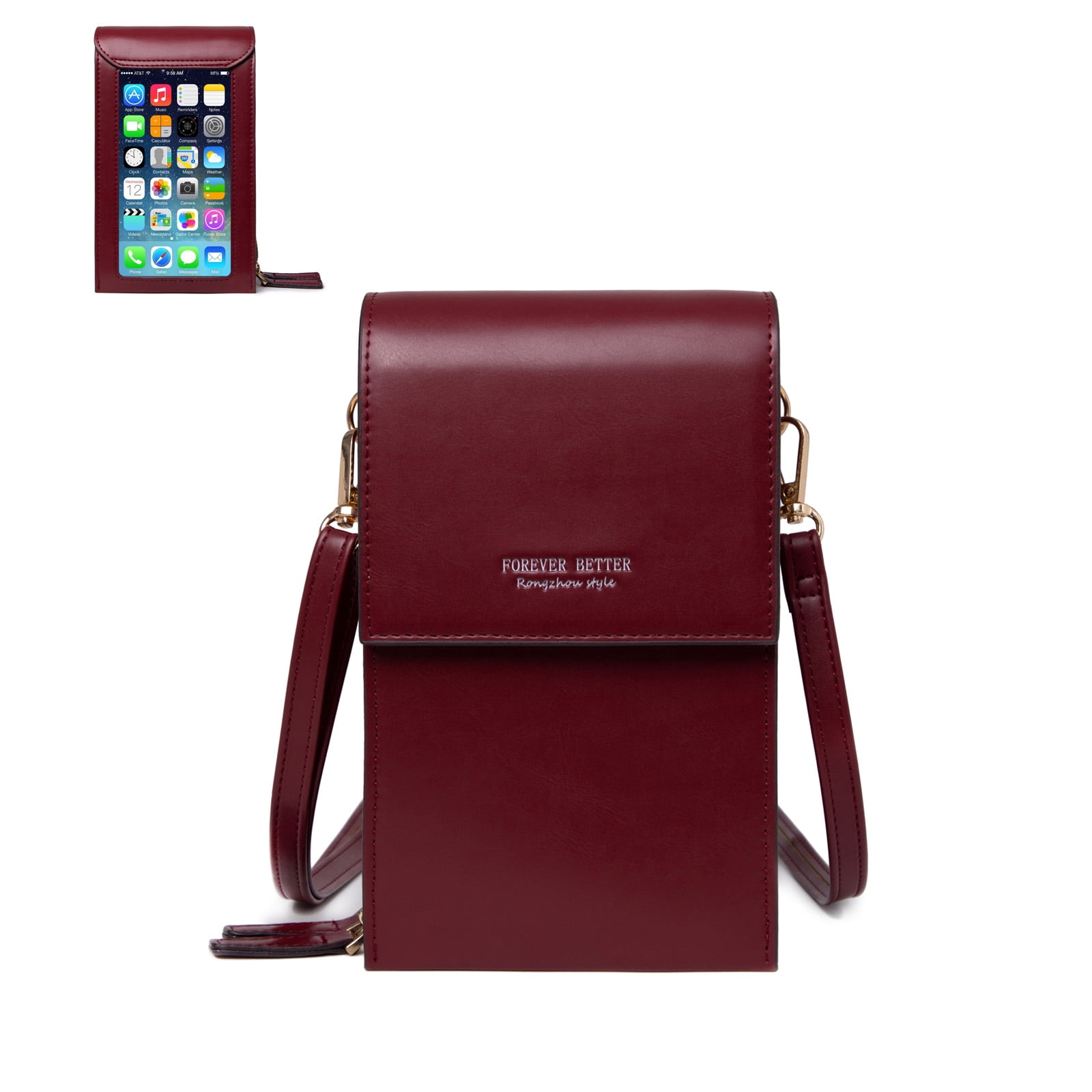 Women's Touch Screen Phone Purse Lightweight Small Leather Crossbody ...