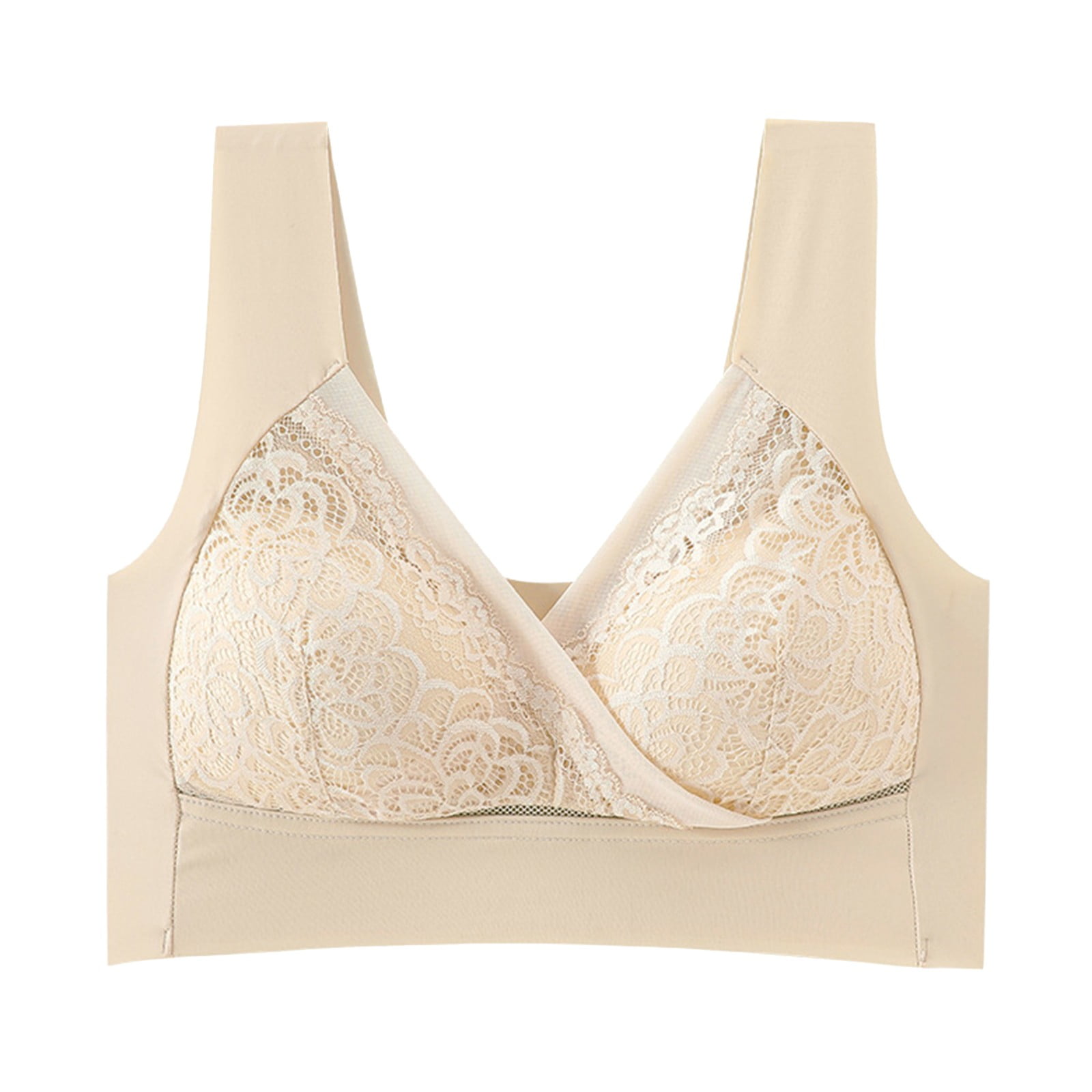 Women's Traceless Comfort Bra Thin Cup No Steel Ring Seamless Lace Edge ...