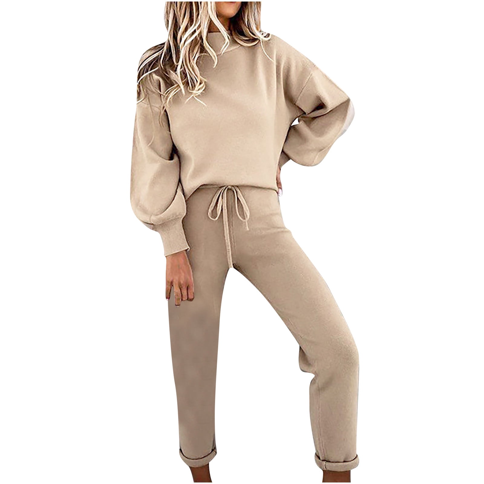 Women's Tracksuits 2PCS Outfits Long Sleeve Mock Neck Pullover ...