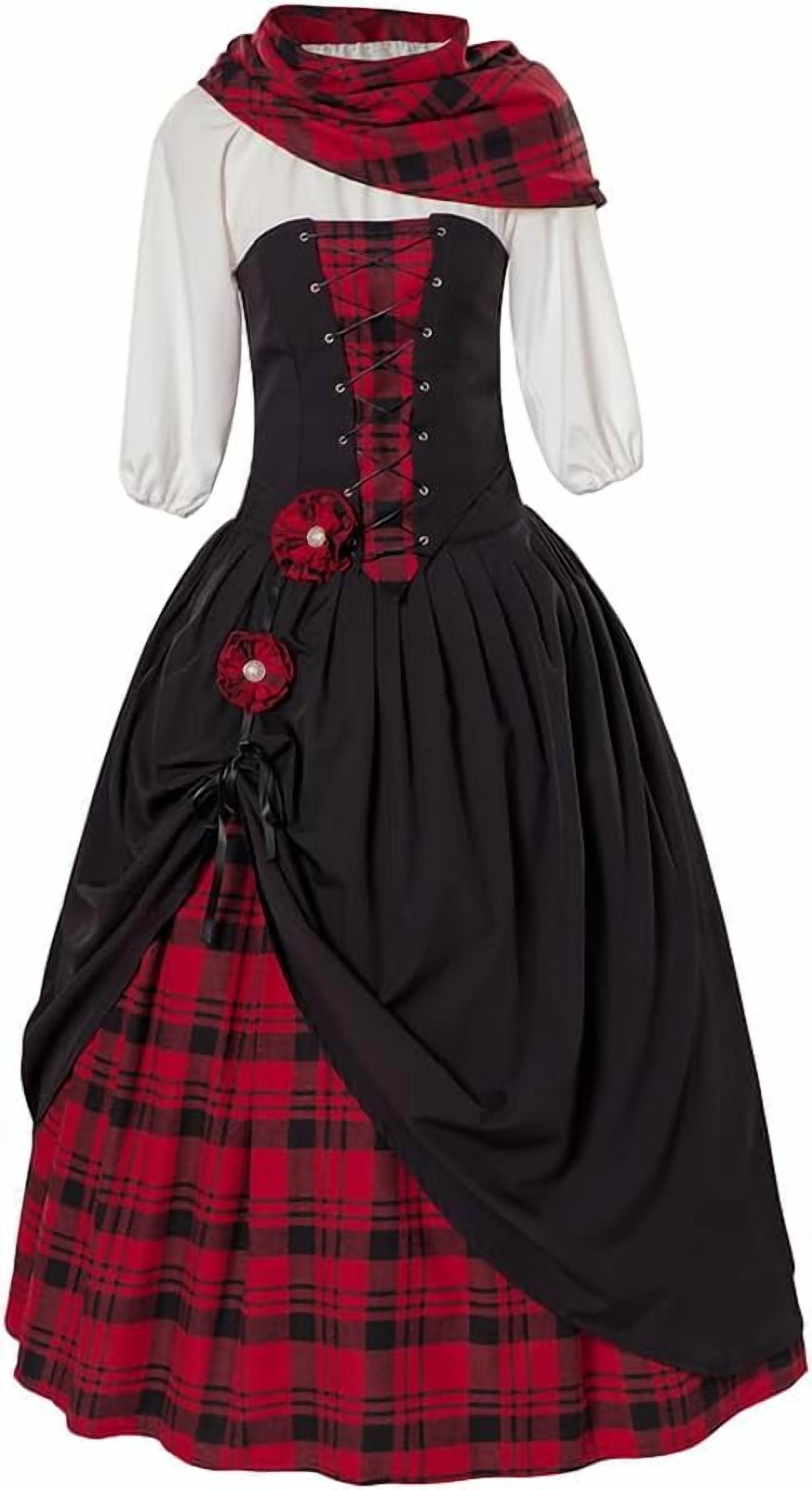 Women's Traditional Scottish Plaid Dress Highland Renaissance ...
