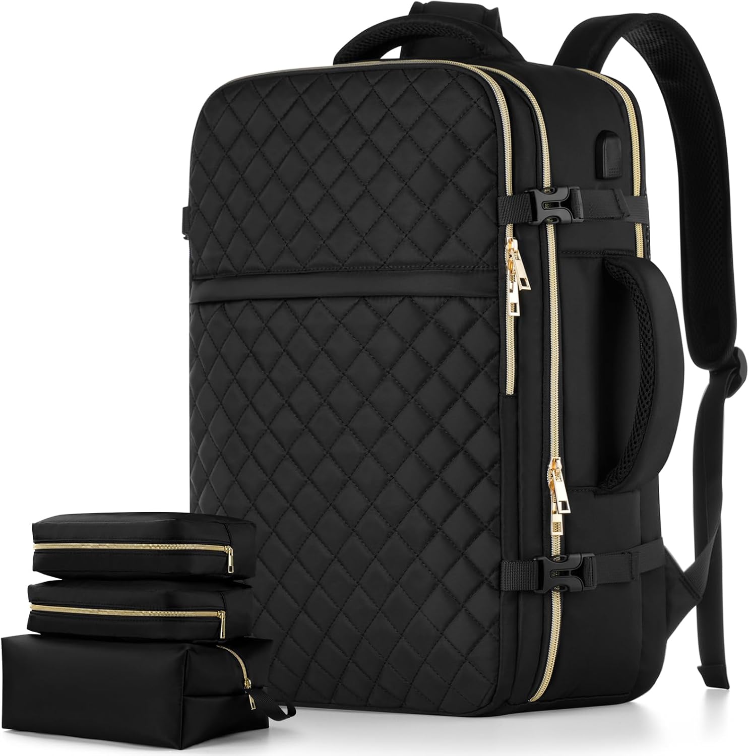 Women's Travel Backpack, Flight Approved 40L Carry on with 3 Packing ...