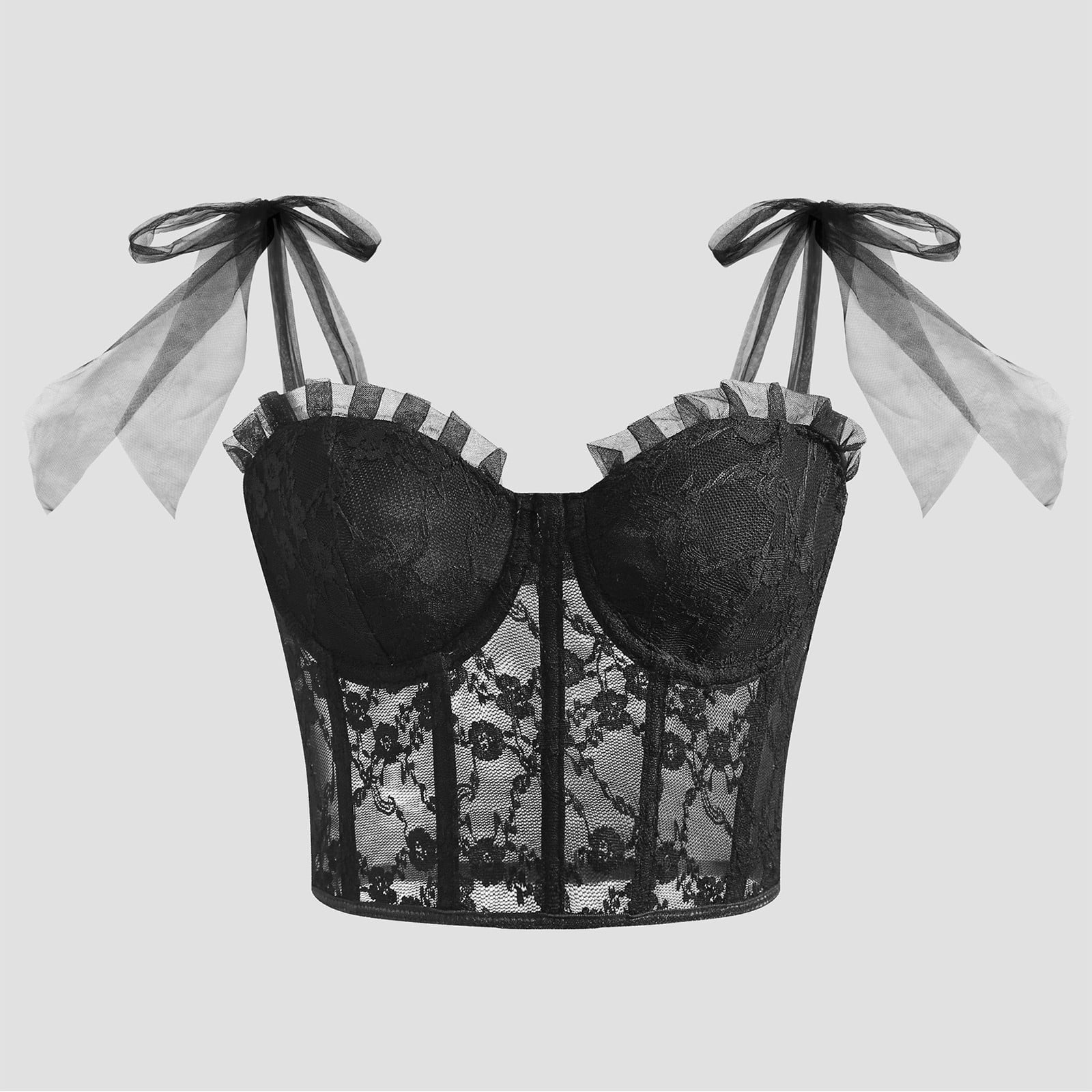 Women's Trendy Hot Girl Tube Top Lace Fishbone Lace Mesh Lace Small ...