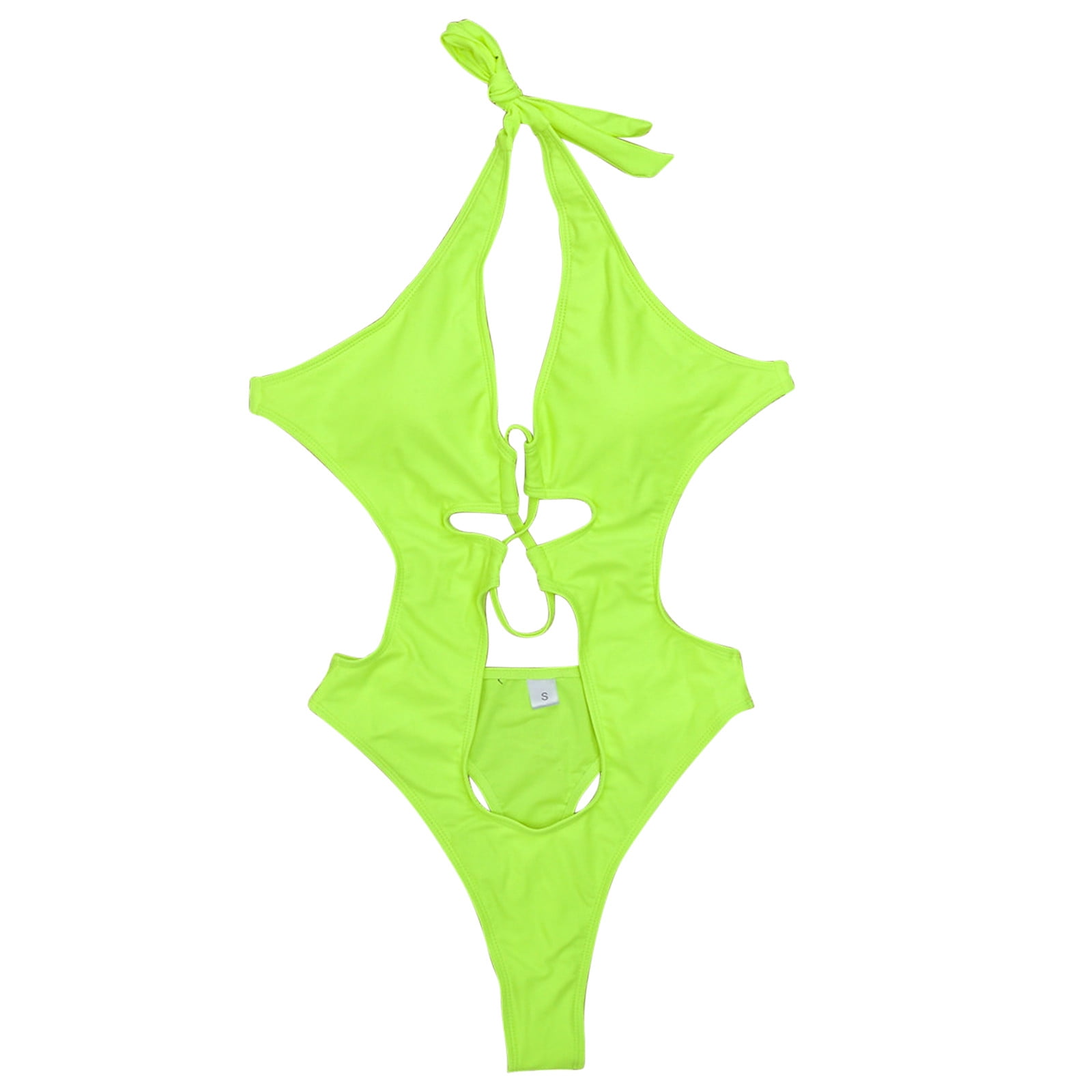 Women's Trendy One Piece Swimsuit High Cut Monokini Hollow out Halter ...