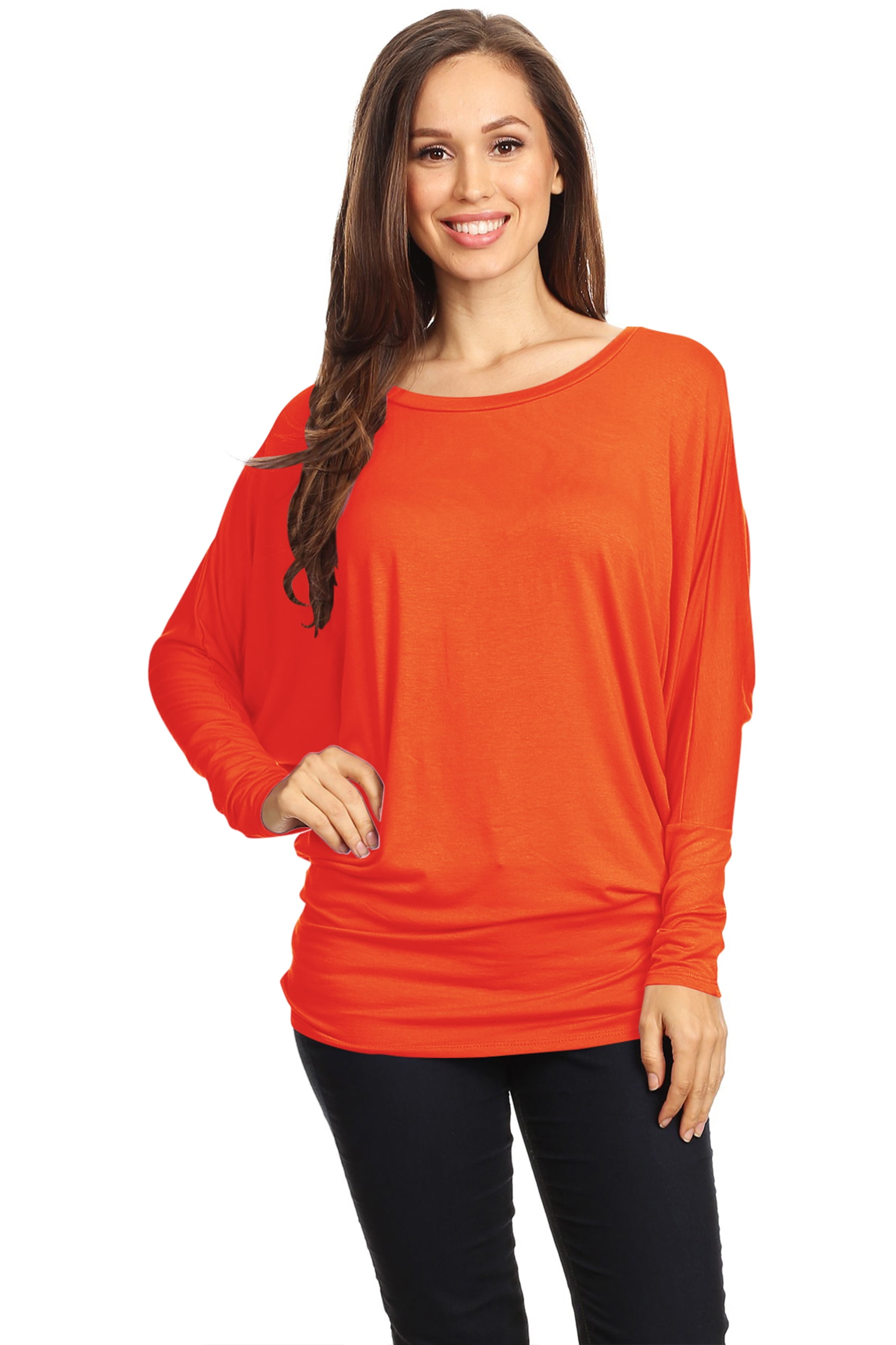 Women's Trendy style dolman sleeves solid tunic top - Walmart.com