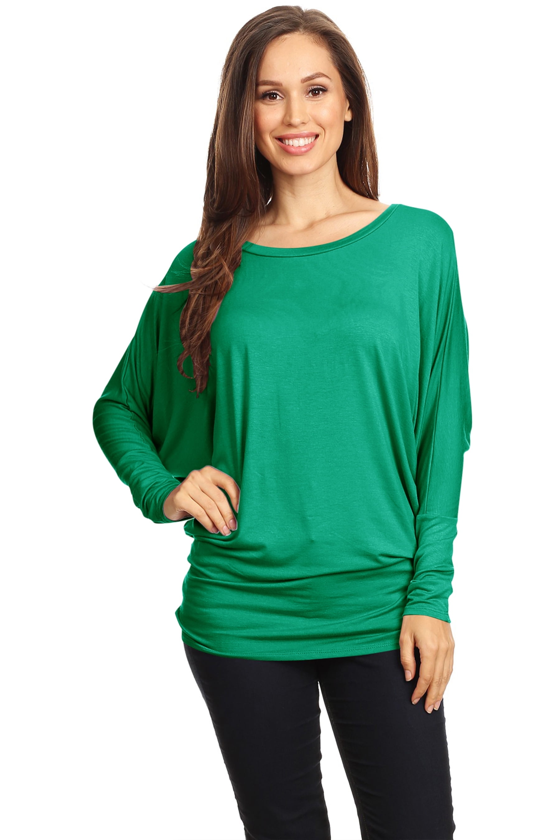 Women's Trendy style dolman sleeves solid tunic top - Walmart.com