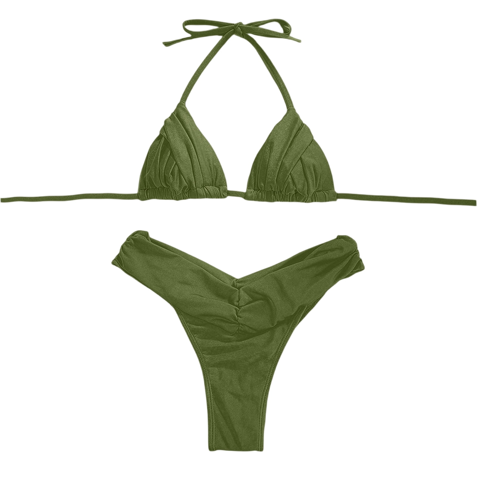 Women's Triangle Bikini Sets Halter Cheeky Swimsuits Ombre Two Piece ...