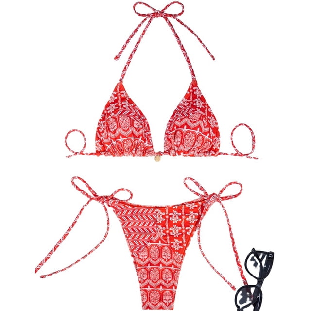 Women's Triangle Bikini String Bikini Set Two Piece Swimsuit Bathing ...
