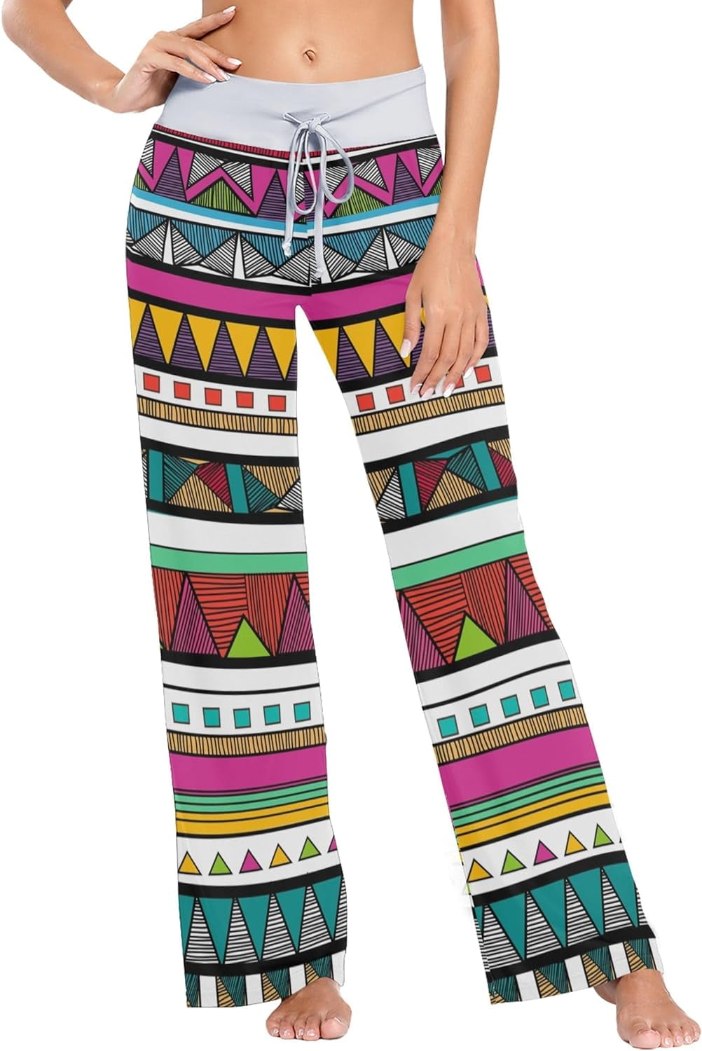 Women's Tribal Ethnic Mexican Print Pajama Pants, Casual Pajama Bottoms ...