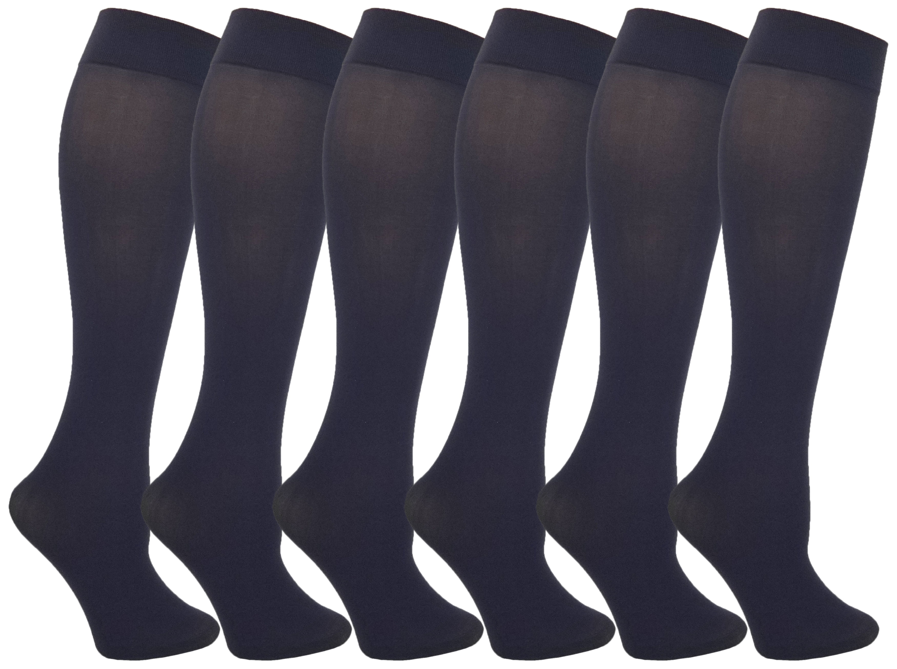 Women’s Trouser Socks, Opaque Stretchy Nylon Knee High, Many Colors, 6 ...