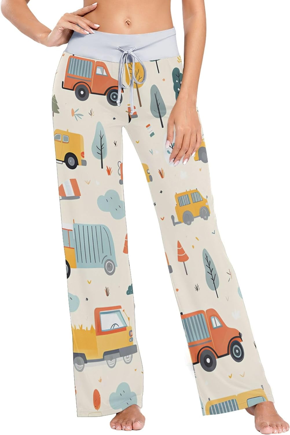 Women's Trucks Bus Cars Tree Pajama Pants, Casual Pajama Bottoms Lounge ...