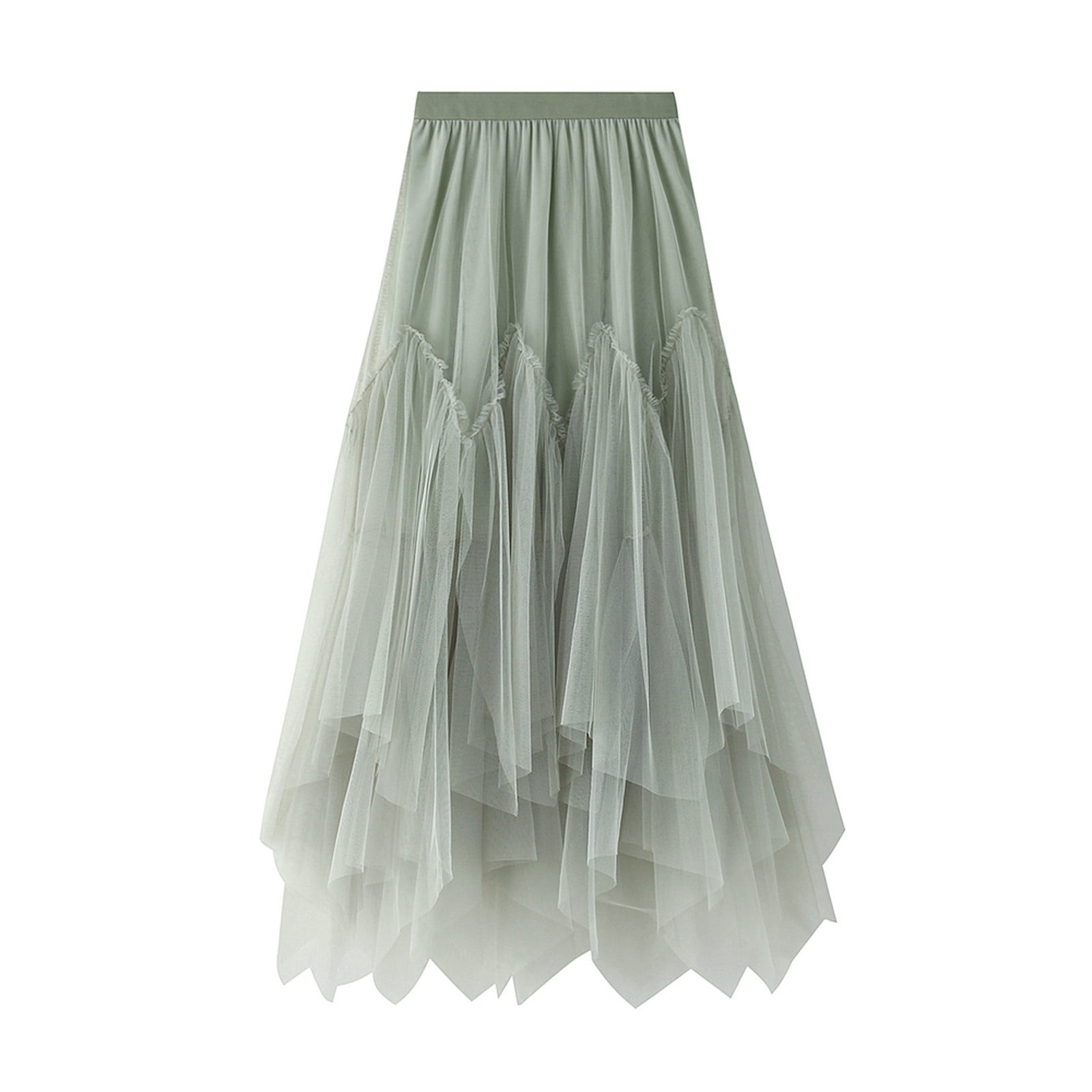 Women's Tulle Long Skirt, Elastic Waist, Layered Mesh, Formal Prom ...