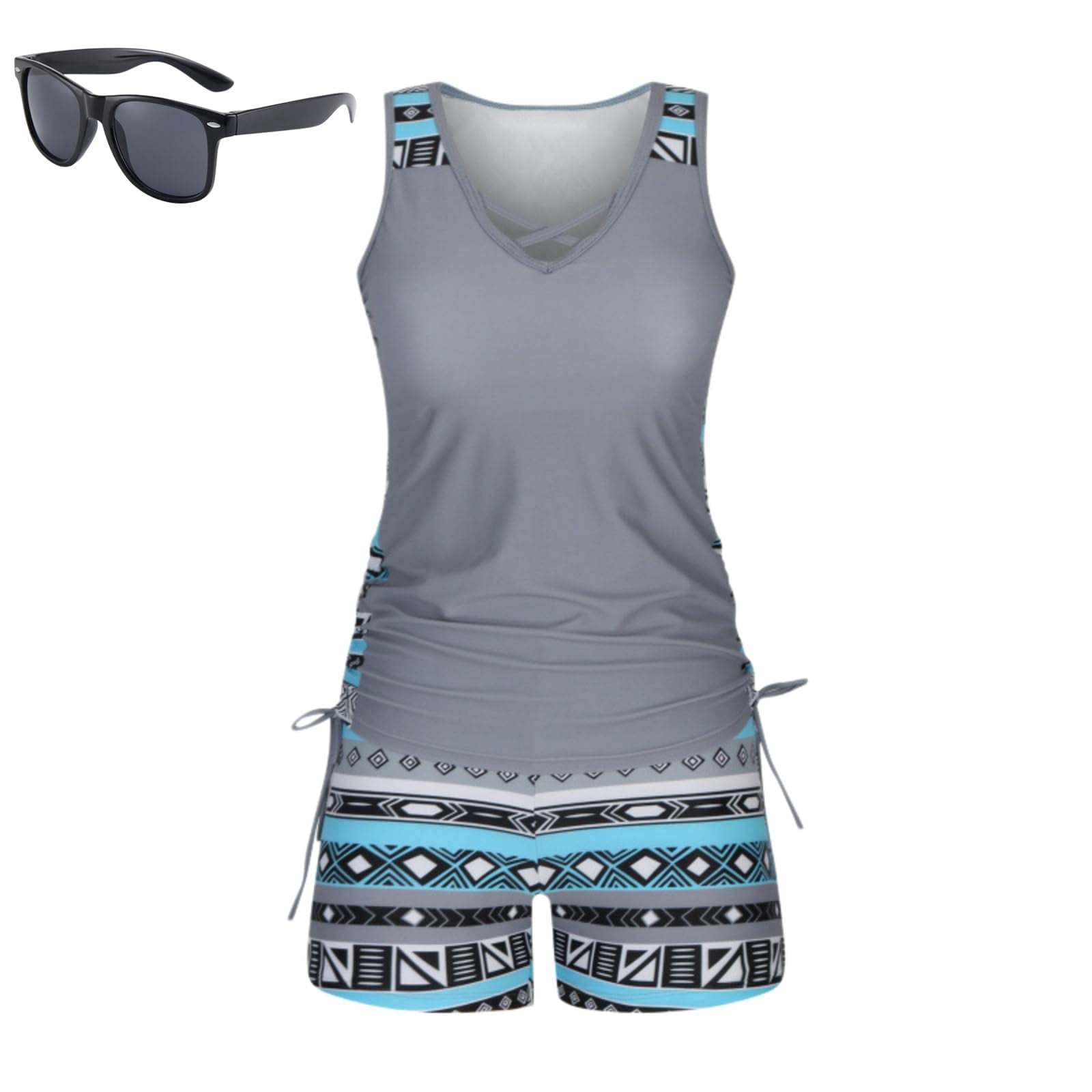 Women's Tummy Control Tankini Set with Built-in Bra – Flattering Boho ...