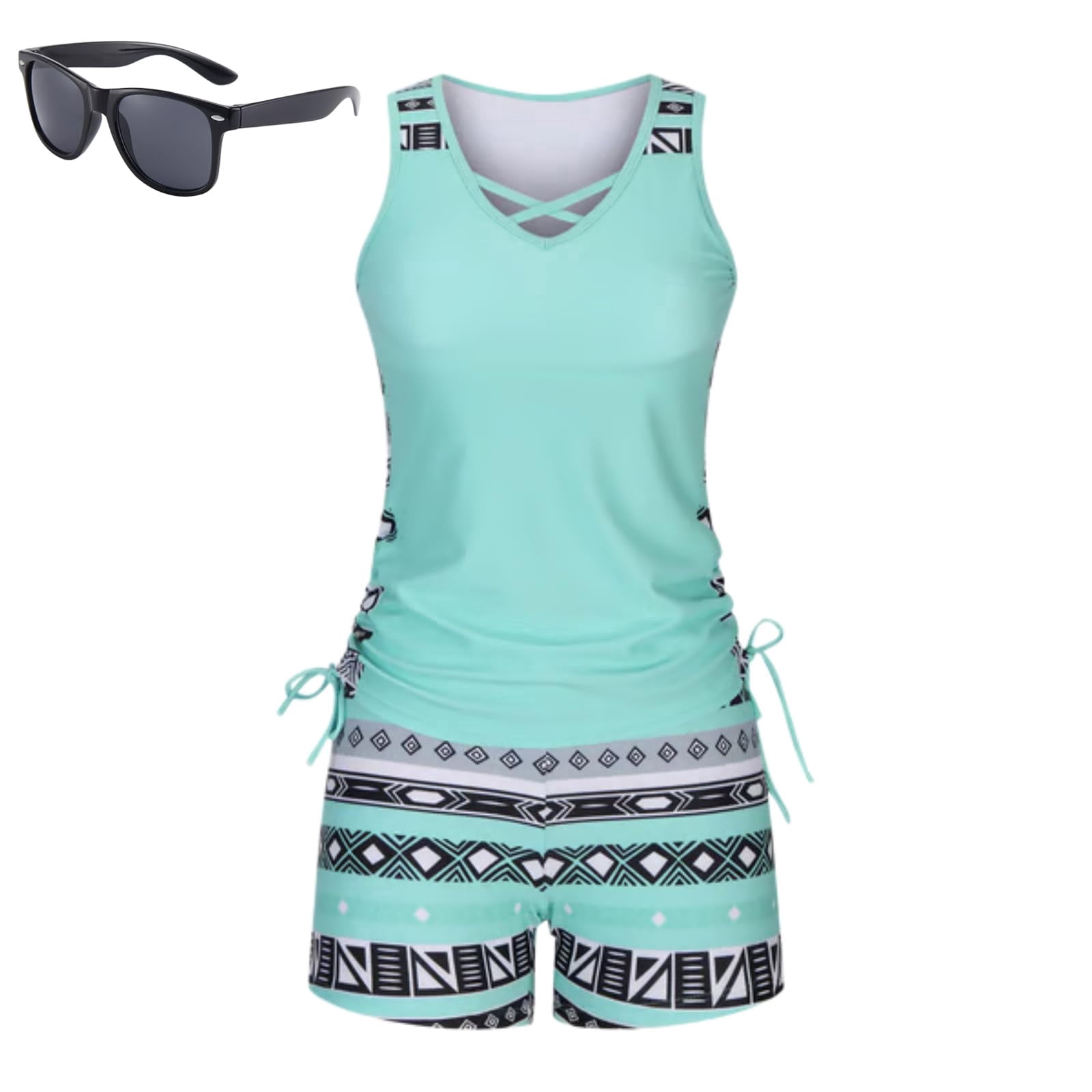 Women's Tummy Control Tankini Set with Built-in Bra – Flattering Boho ...